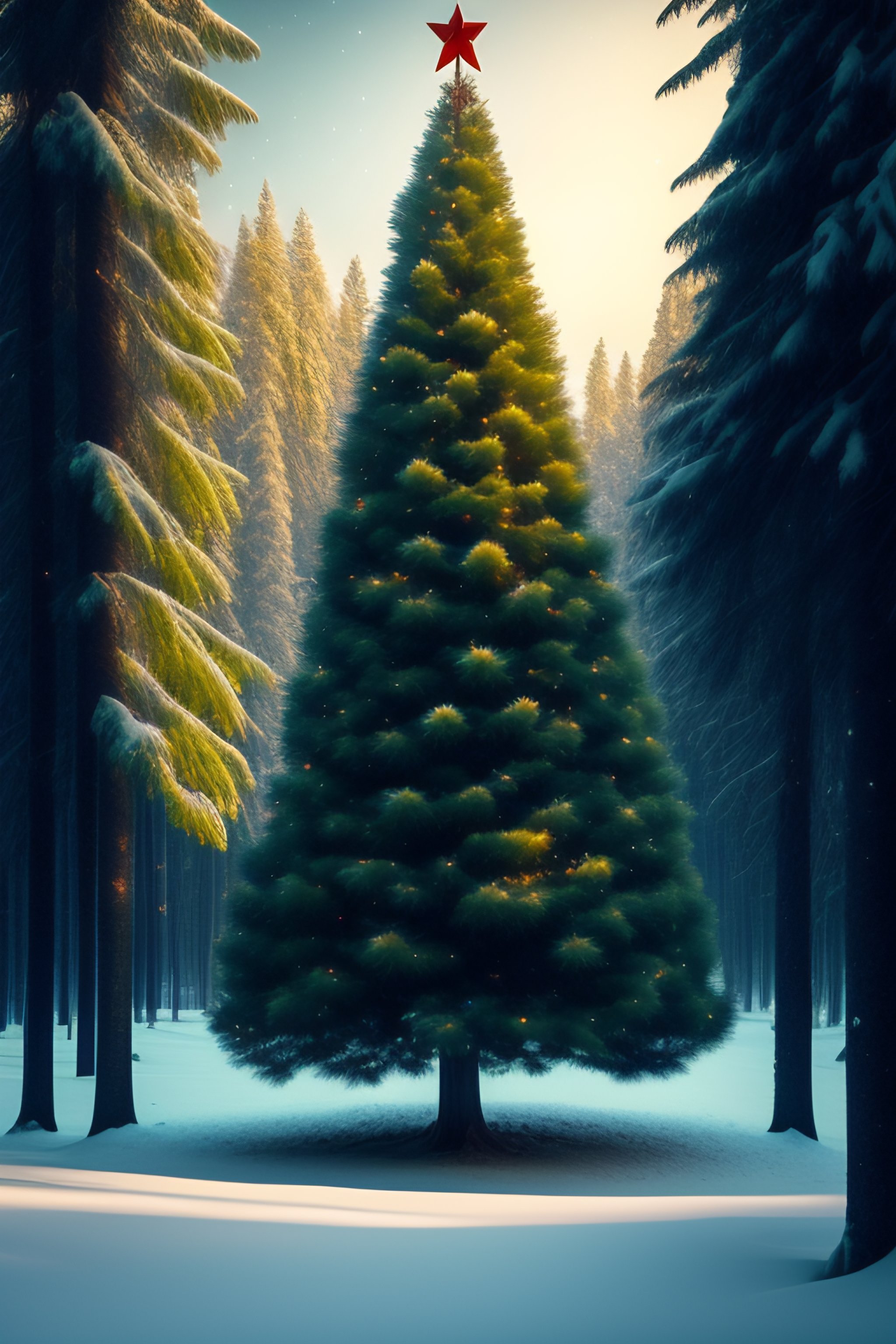 Lexica - Christmas tree in forest