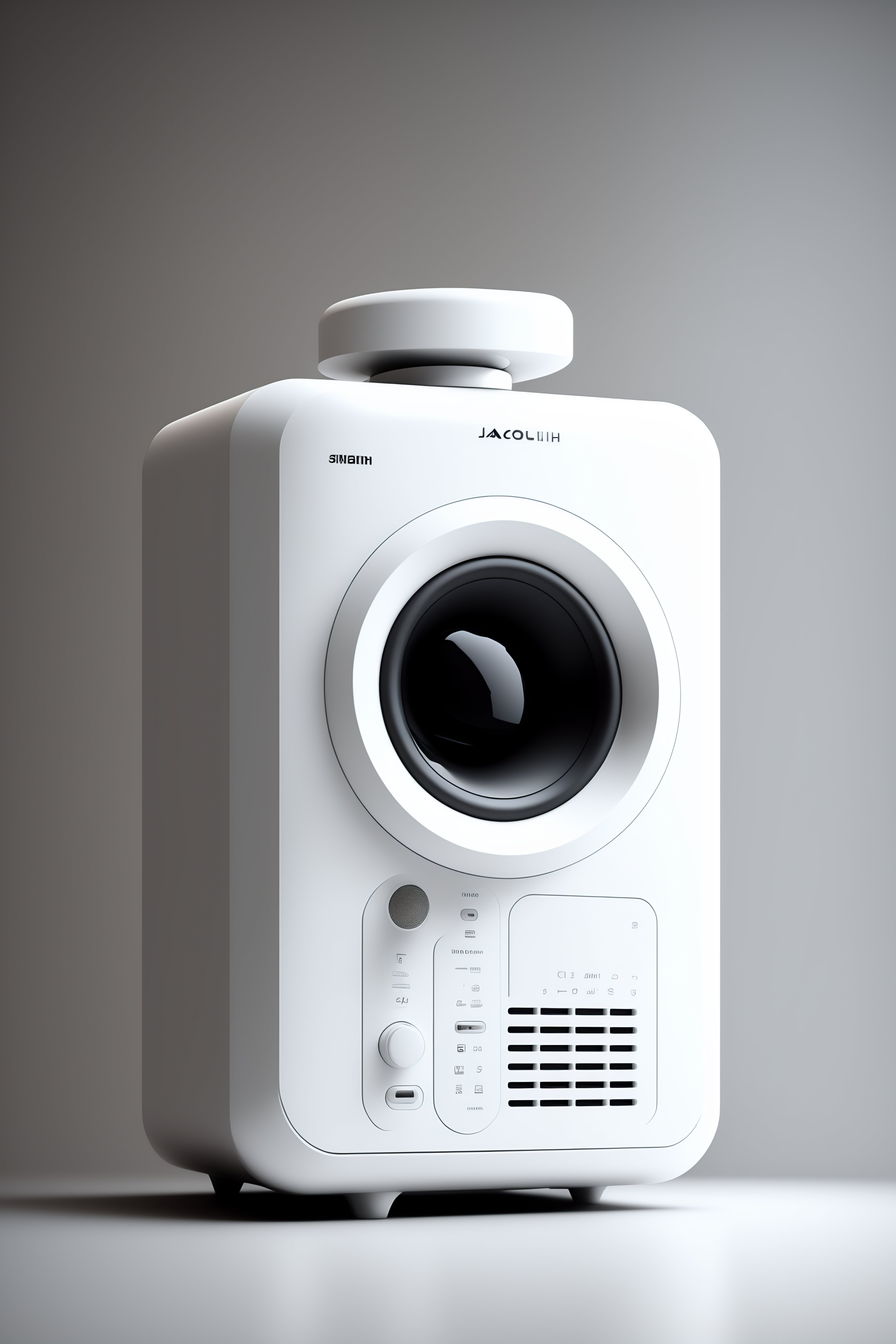 Lexica - Futuristic device in a white studio. Minimal color palete