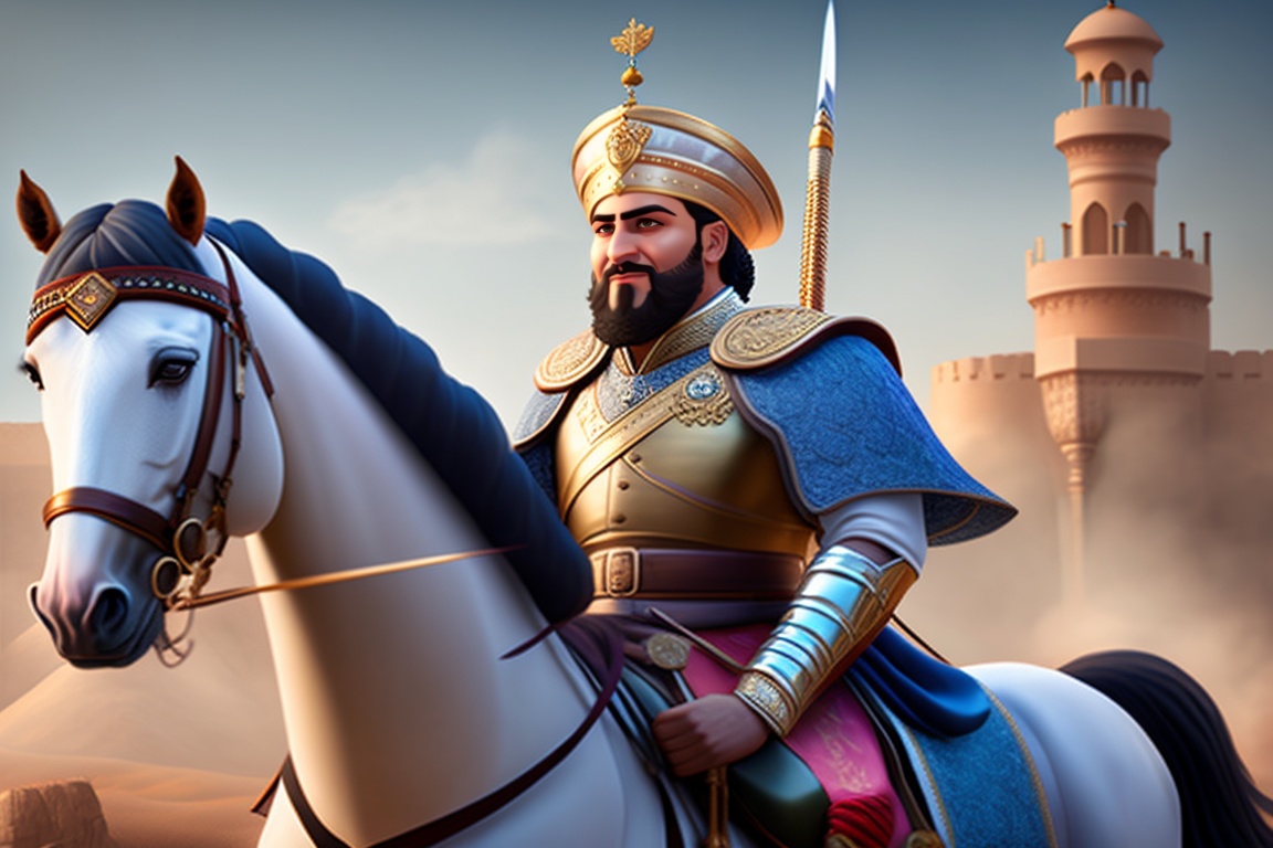 Lexica - A cartoon character about Salah al-Din al-Ayyubi, the brave ...