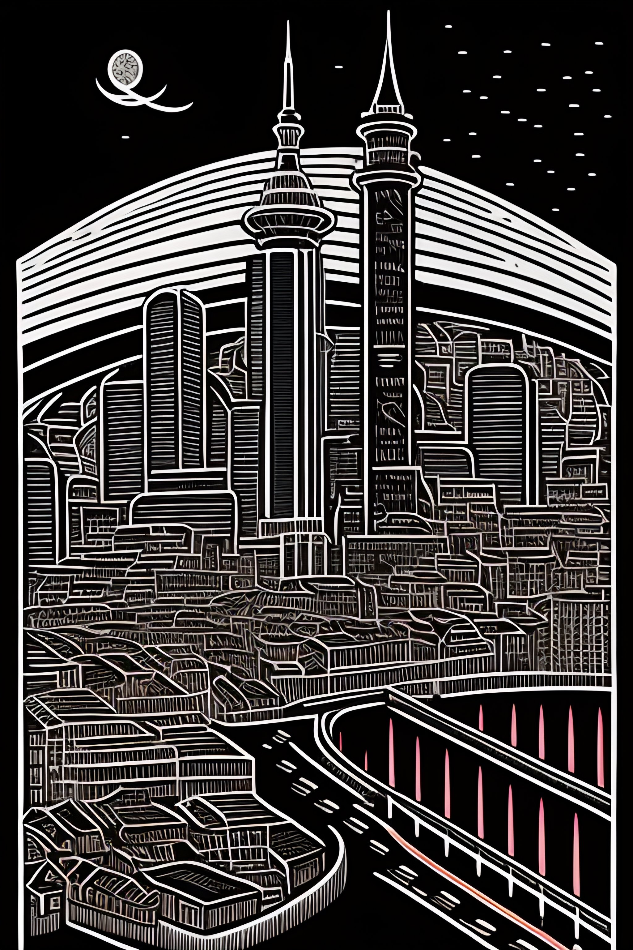 Lexica - An detailed linocut art of the city of İstanbul, fantasy ...
