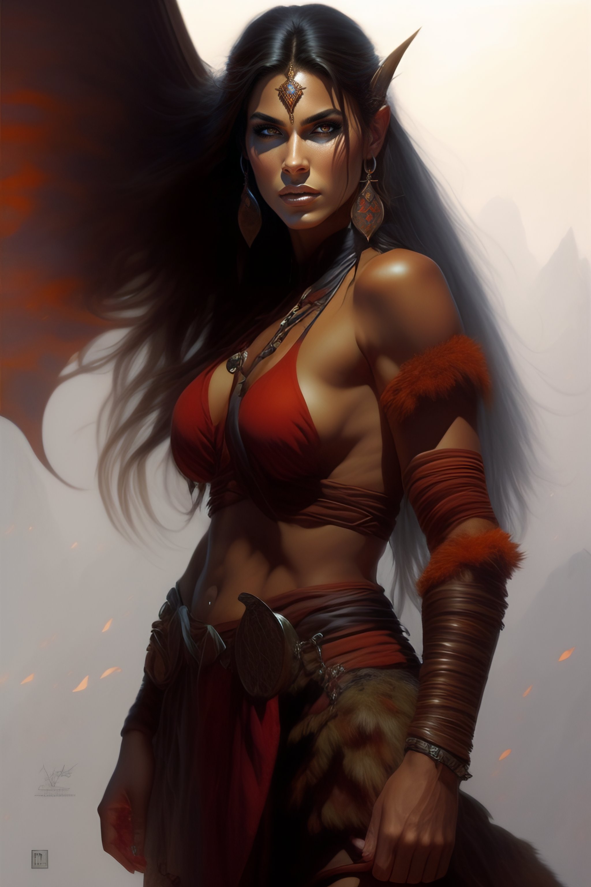 Lexica - Berserker full body portrait, d&d style, axe, berserker with pointed ears and fangs ...