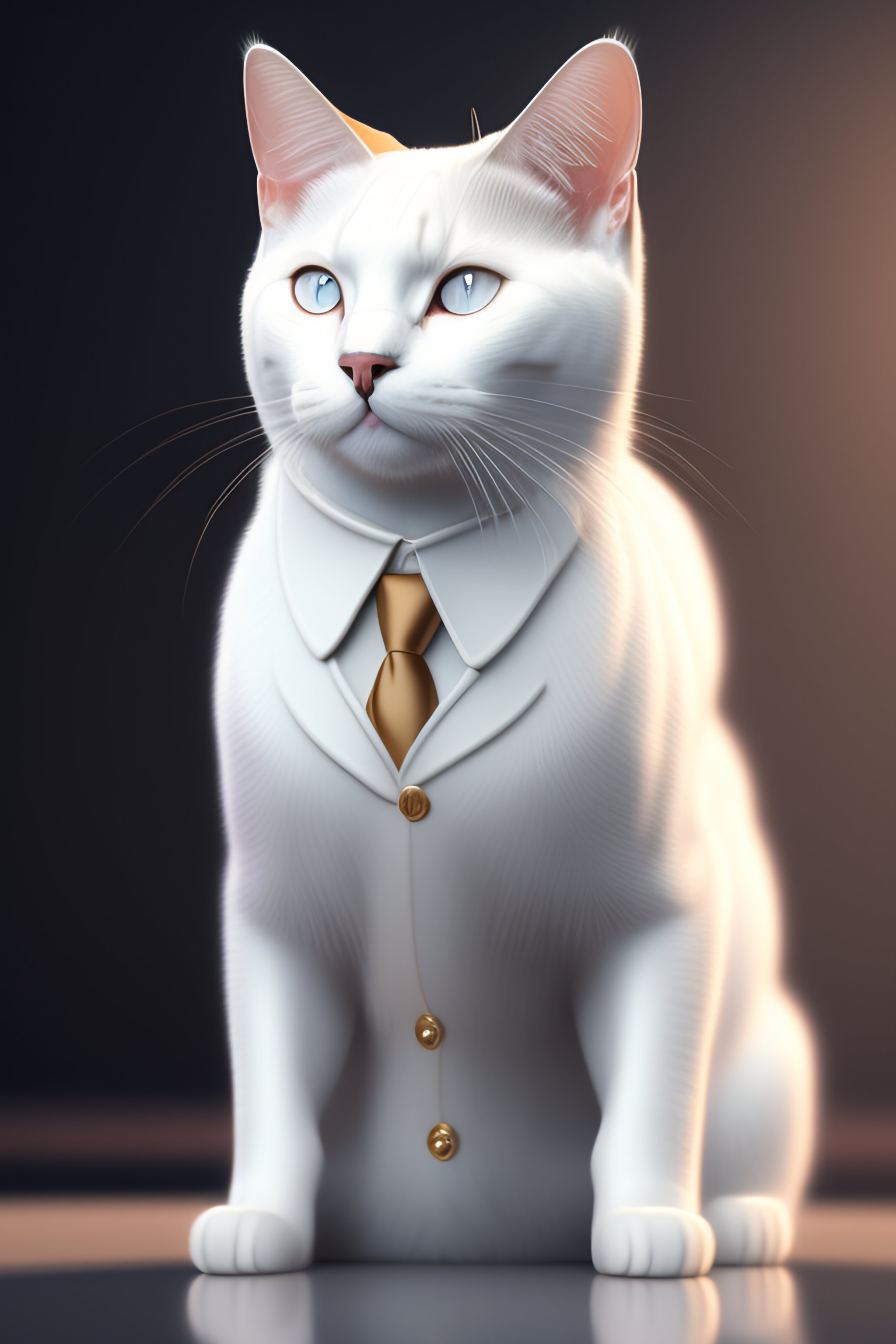 Lexica - A white cat wearing a formal overcoat, hyperrealistic, concept ...