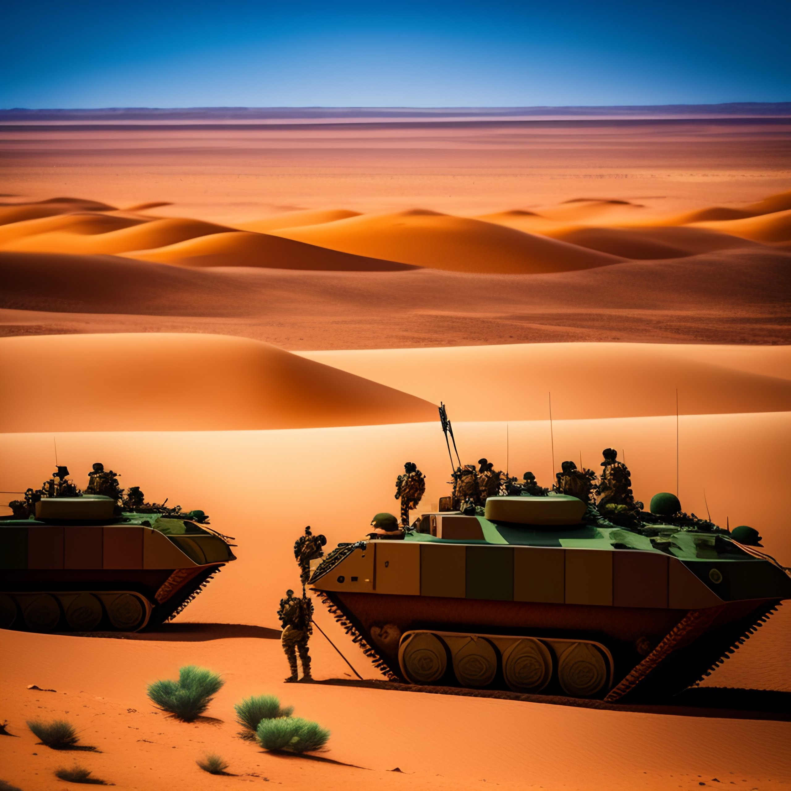 Lexica - Moroccan army encircling individuals in the desert