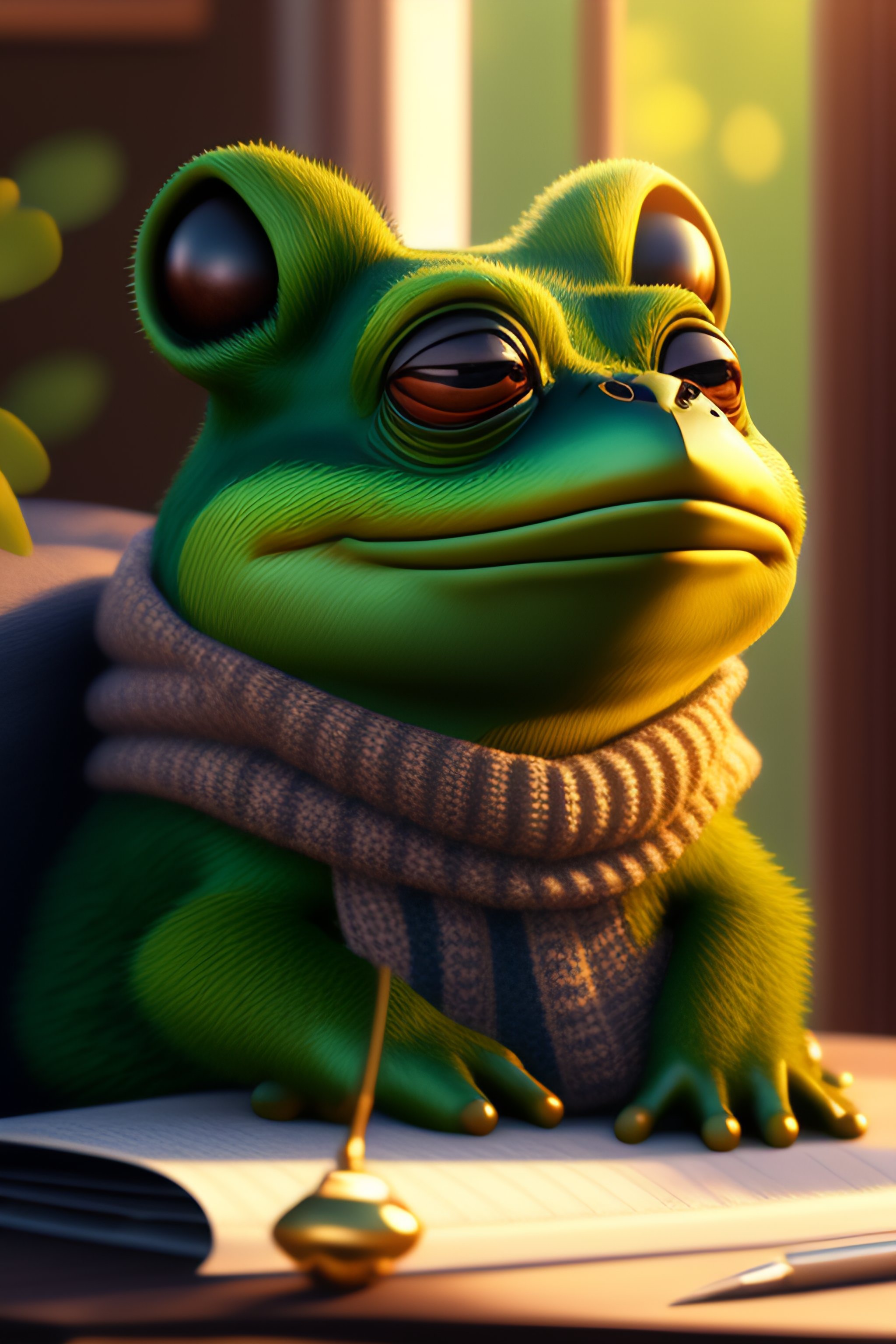 Lexica - An exhausted pepe the frog commiting tax fraud, paperwork ...