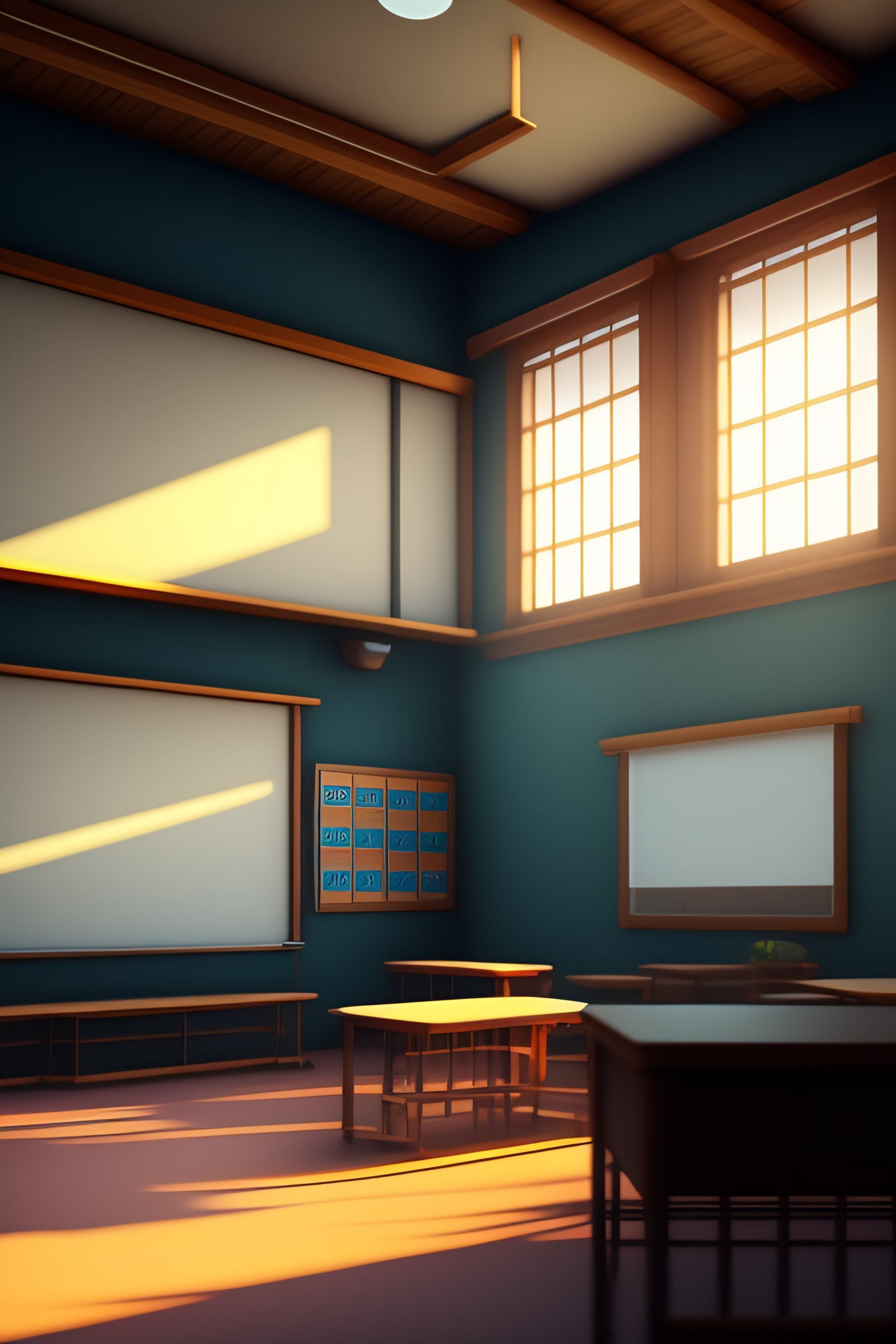 Lexica - School classroom,artstation, ghibli studio,4k, sharp , anime style