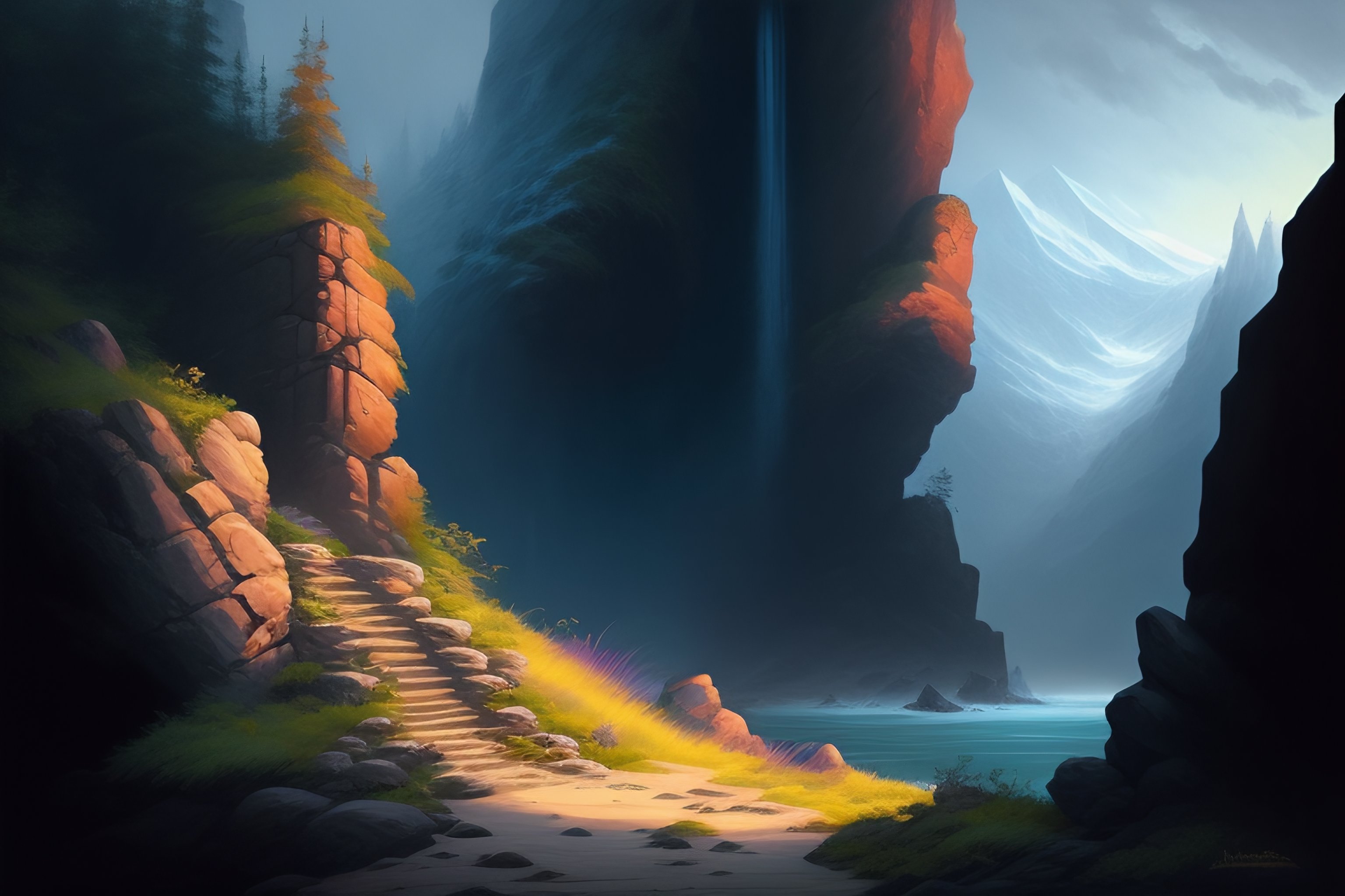 Lexica - Dark and foreboding, a hidden cave entrance, fortified set on ...