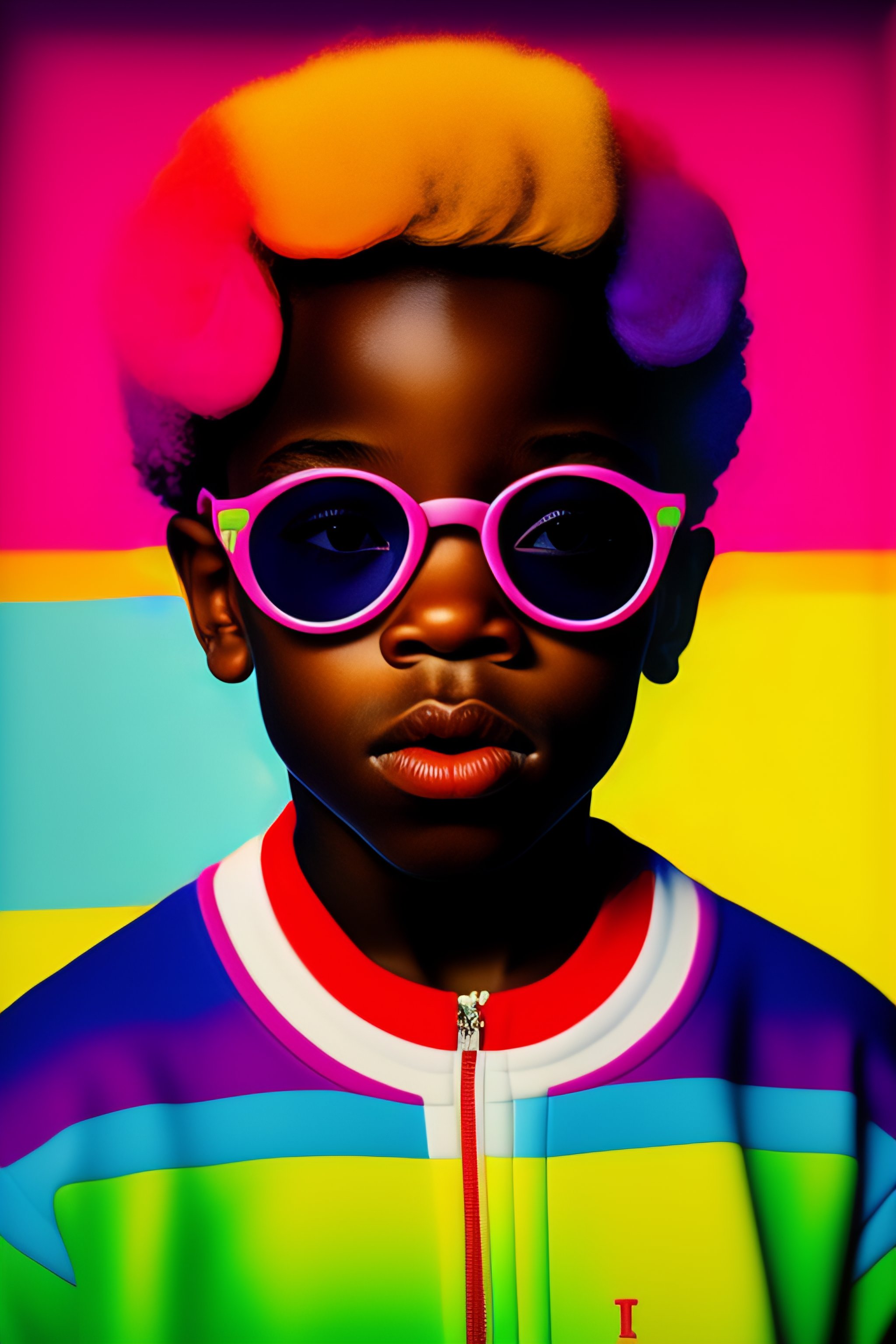 Lexica - Portrait African american boy wearing pale sunglasses and ...