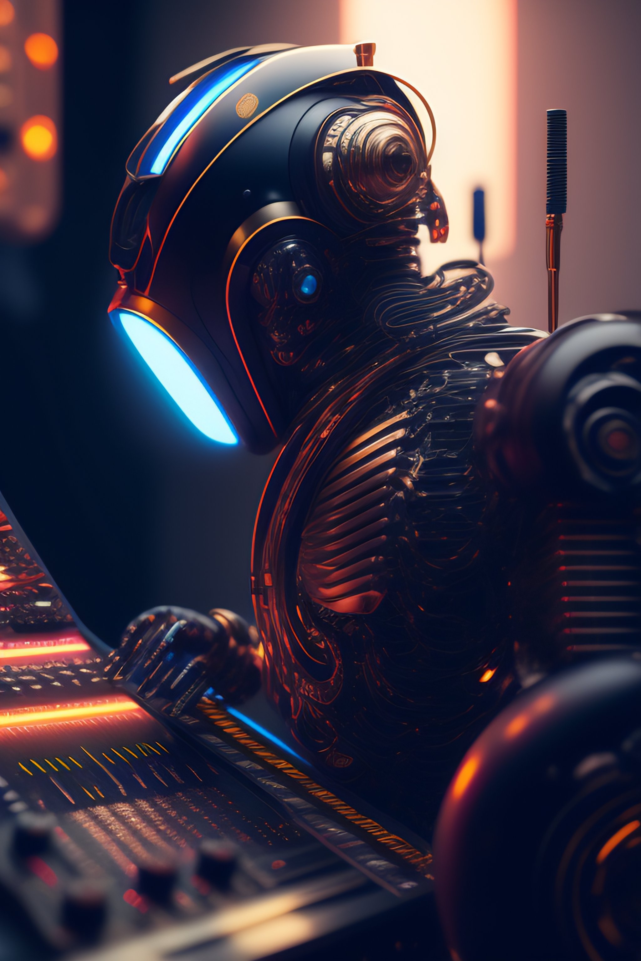 Lexica - Robot making analog synth music, art by wagner kuroiwa tristan ...