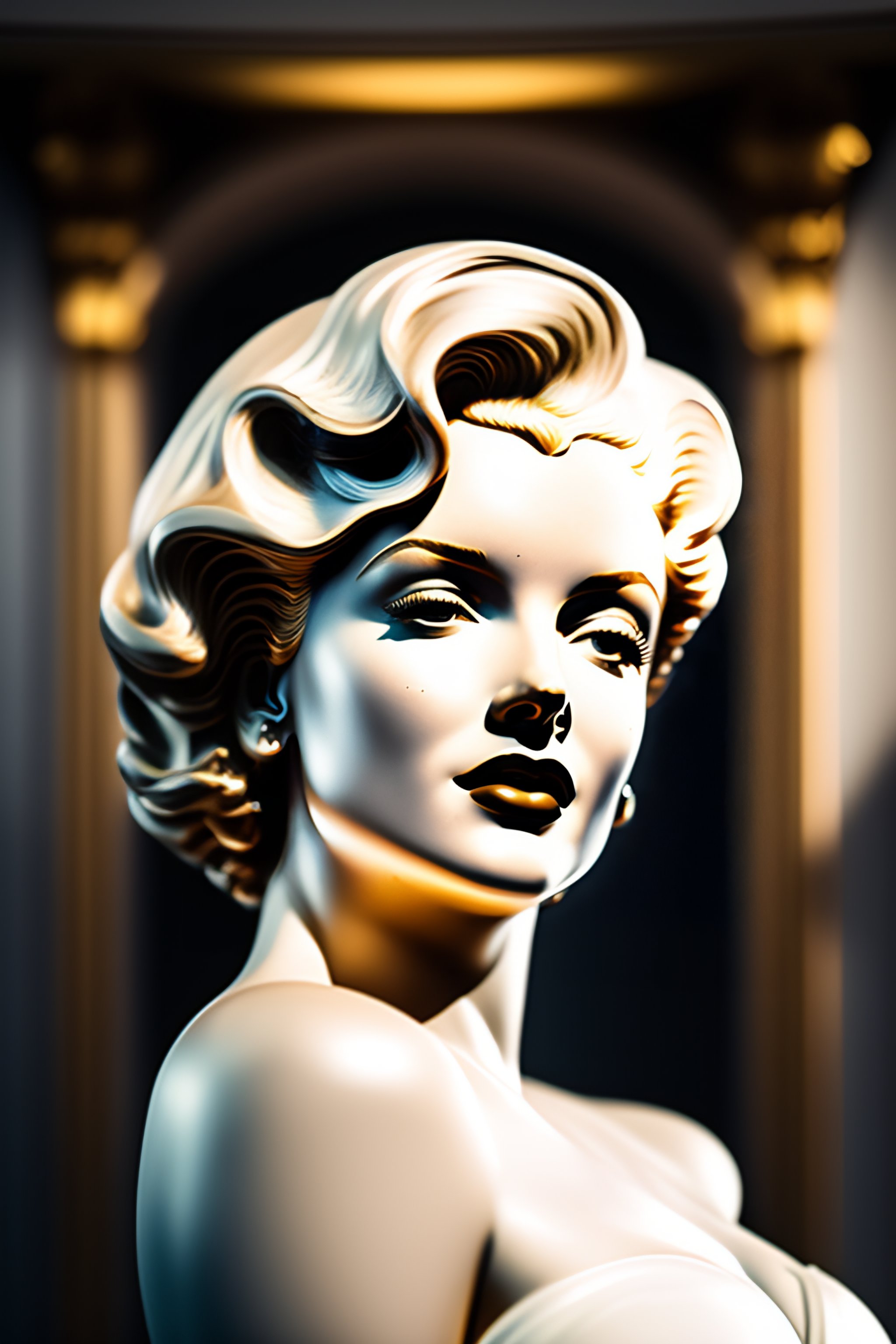 Lexica - Photo of a bronze statue of marilyn monroe, gleaming ...