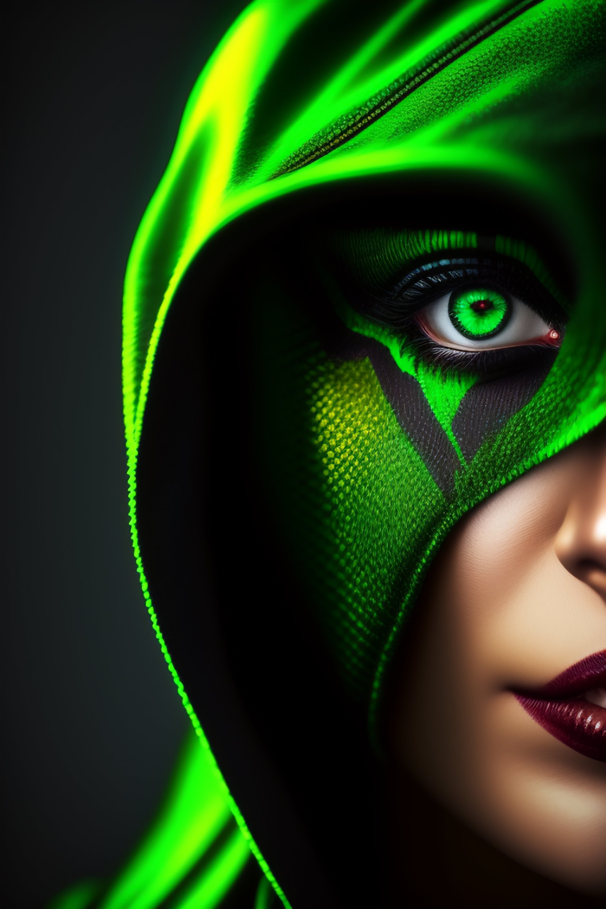Lexica - Pixel art, green eye, black hooded figure, dark, creepy ...