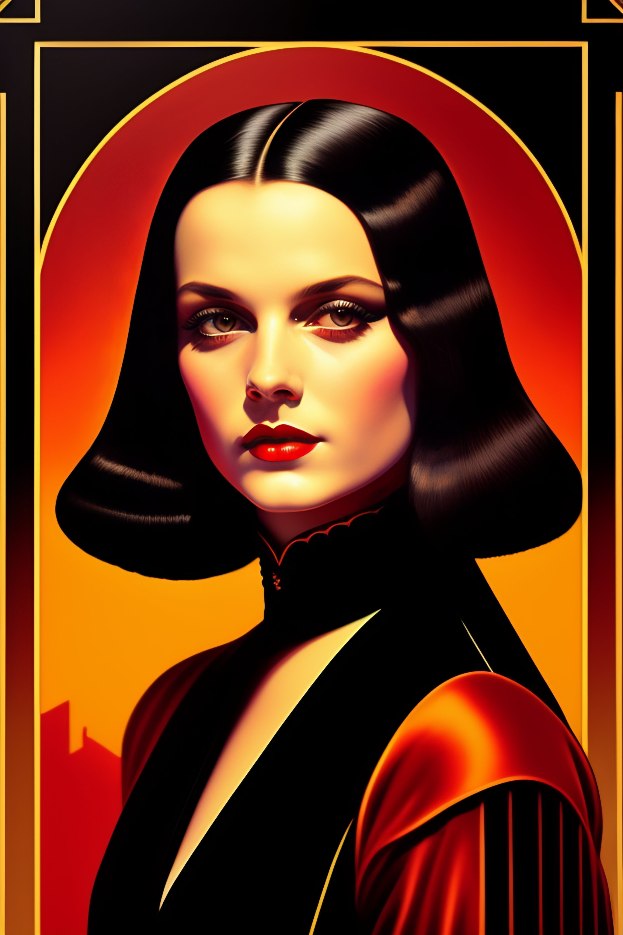 Lexica - Portrait of Wednesday Addams in art deco Style by Friedrich ...