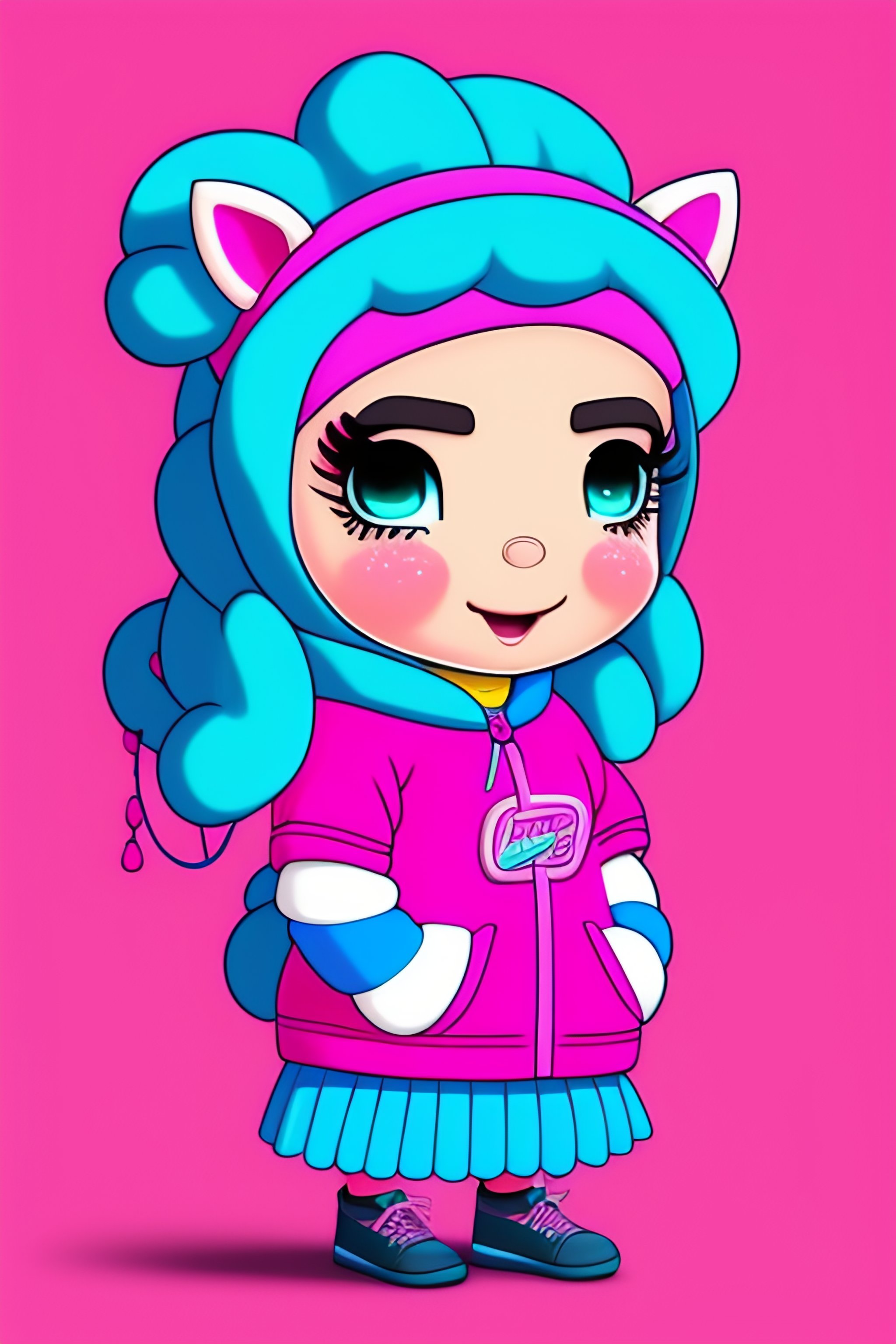 Lexica - A female as Peppa Pig, microphone, braided hair, pigtails, pig ...