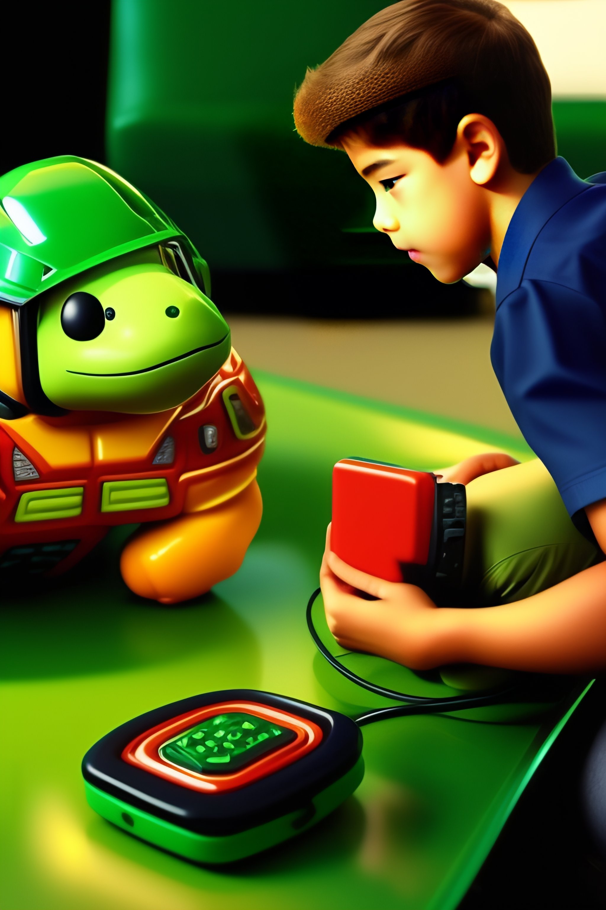 Lexica - A turtle playing a video game with Ben from the cartoon Ben 10