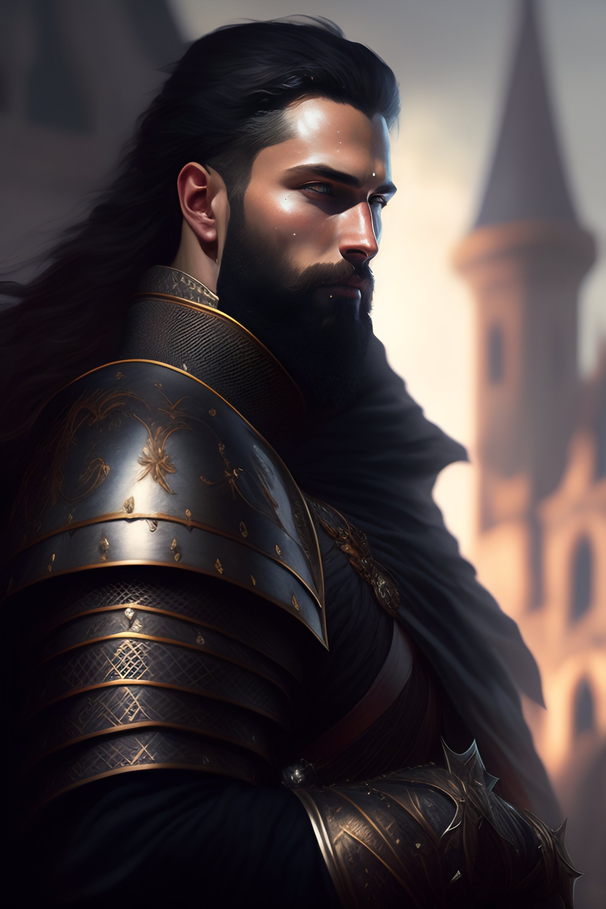 Lexica - Portrait of medieval knight sharp features, dark colors, winds ...