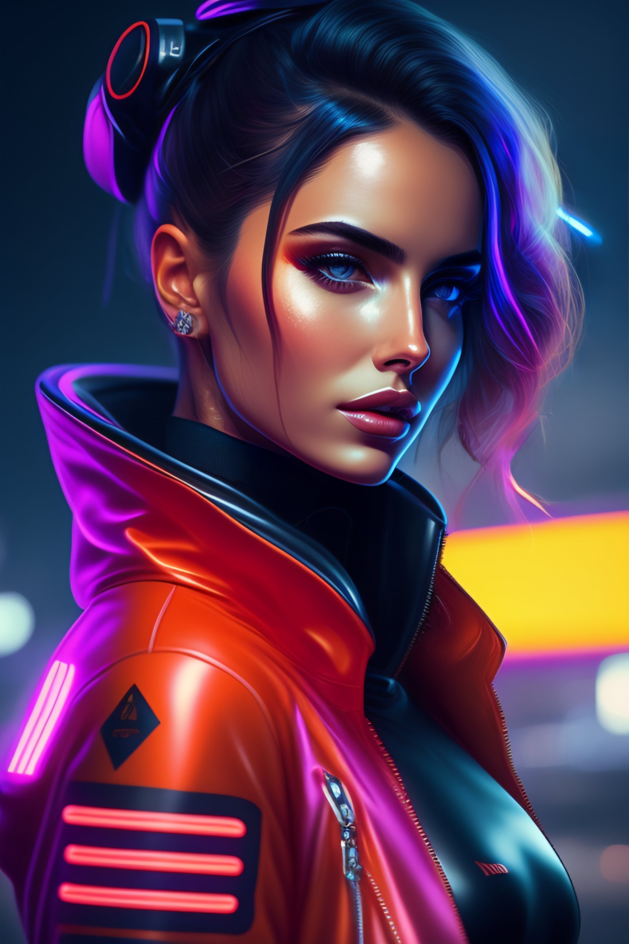 Lexica - Ana de armas, detailed portrait Neon Operator Girl, cyberpunk ...