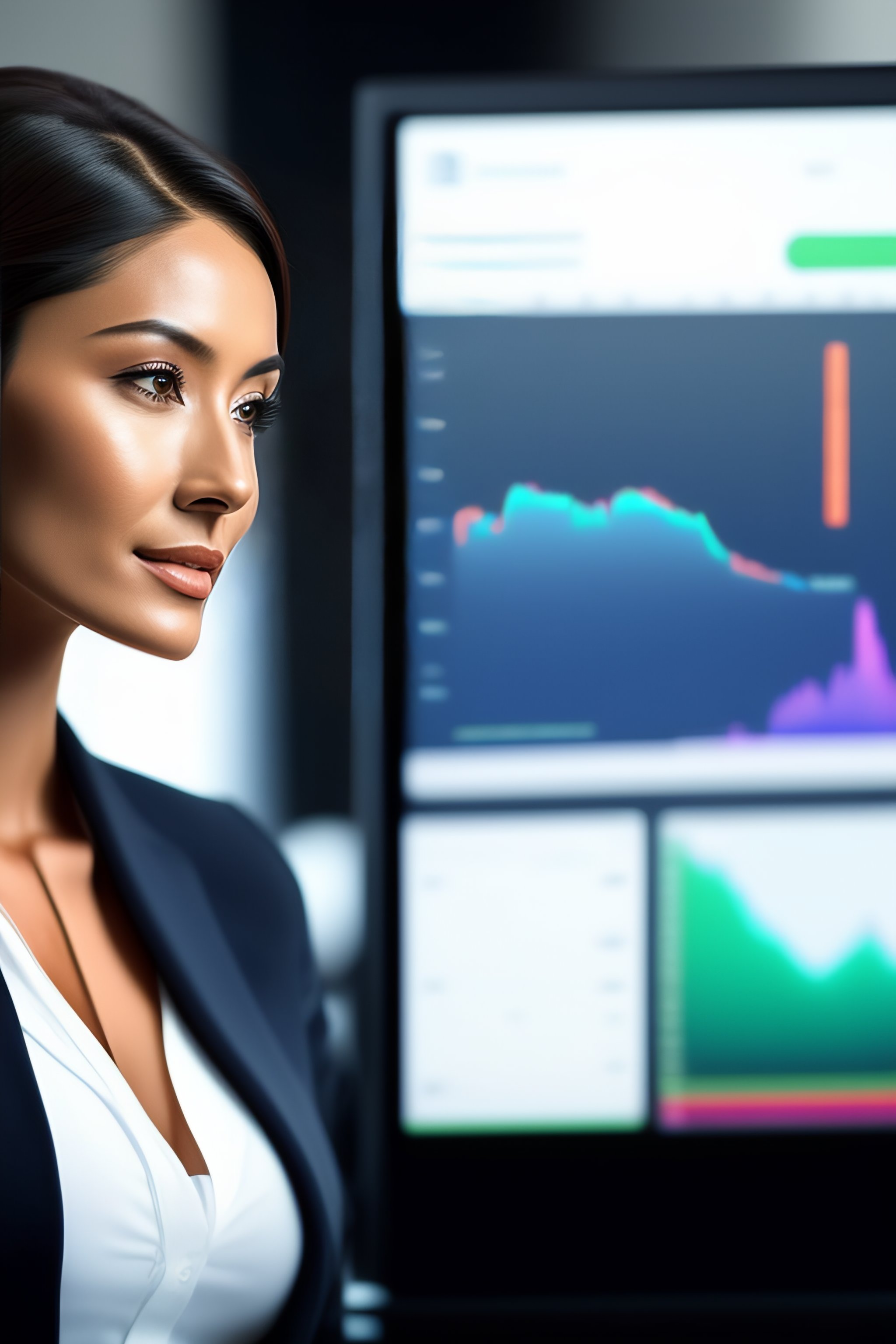 Lexica - Computer AI is having job interview with female candidate in the office.