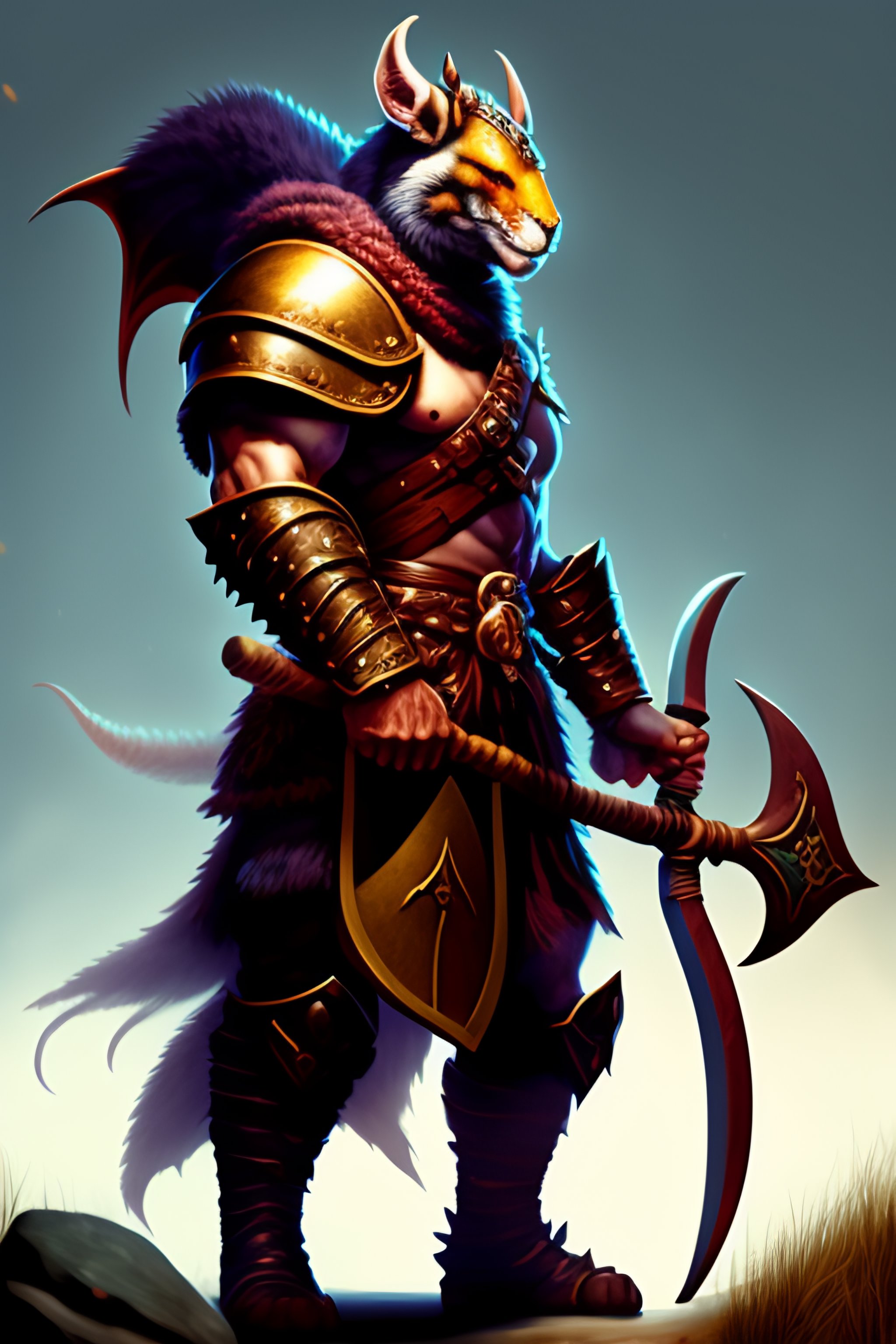 Lexica - Dragonborn barbarian with axe