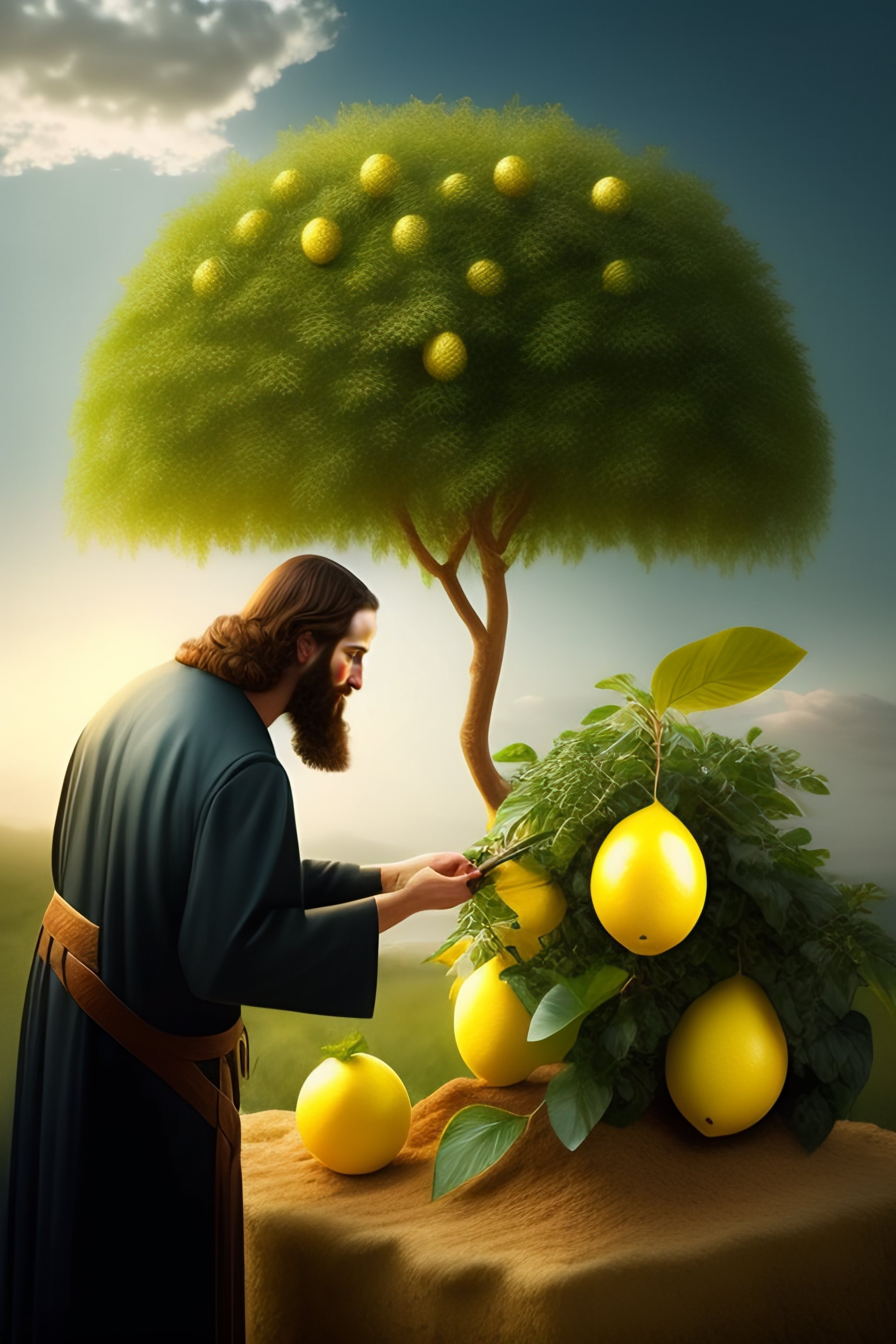 Lexica - Jesus christ creating a lemon tree