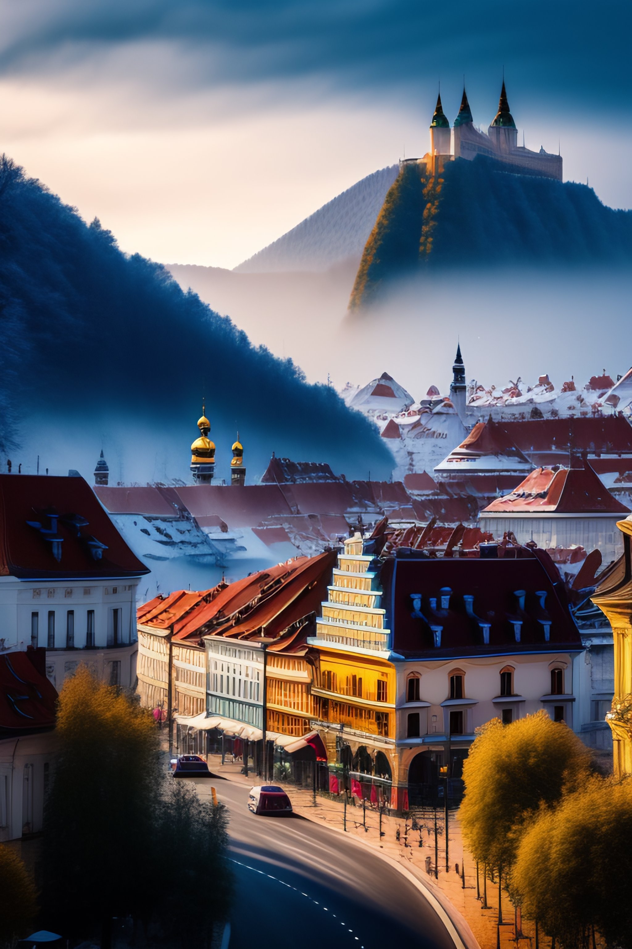 Lexica - An image of a futuristic city of brasov with unusual weather ...