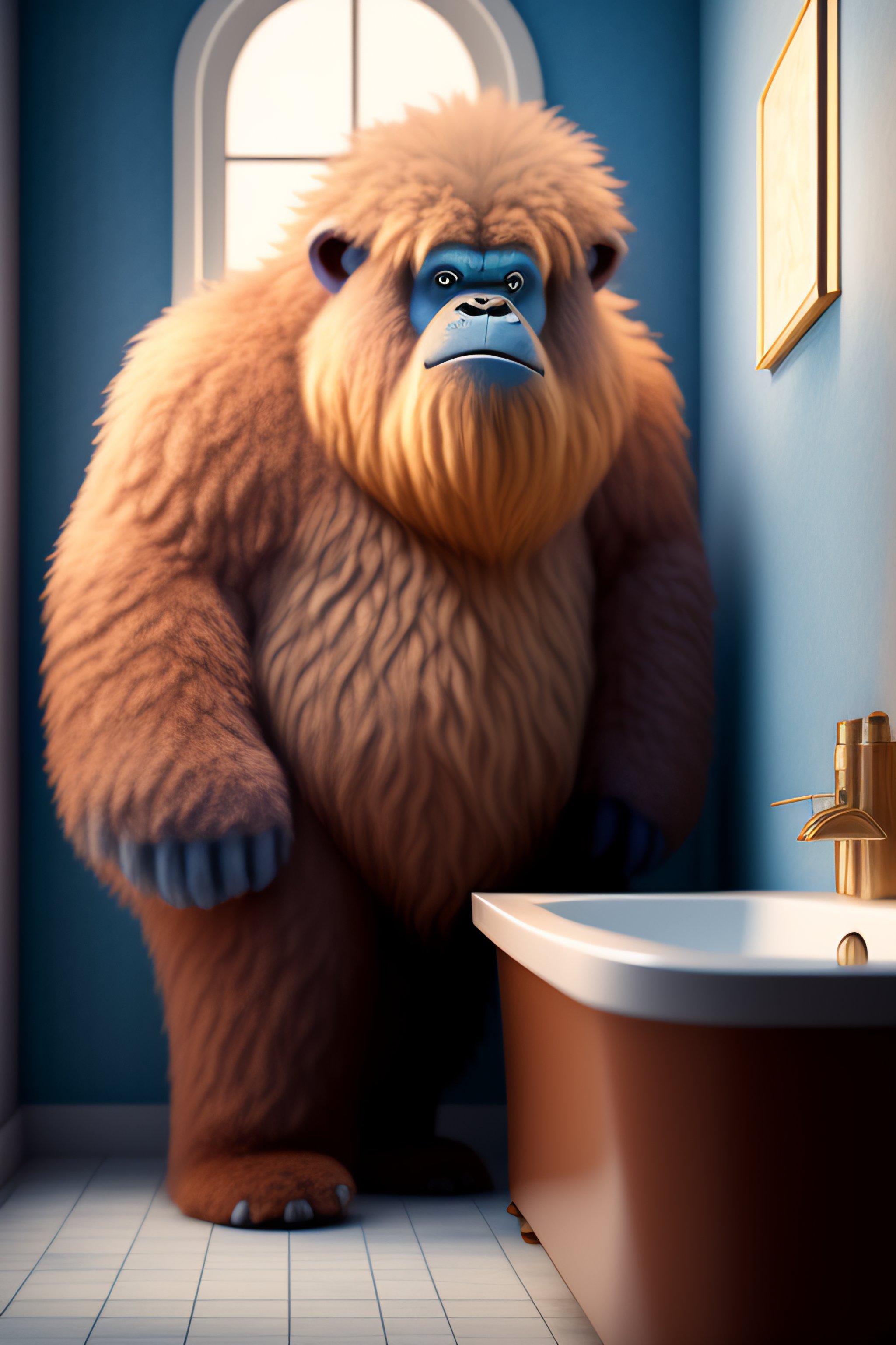 Lexica - An exhausted giant furry abominable yeti with glasses in his ...