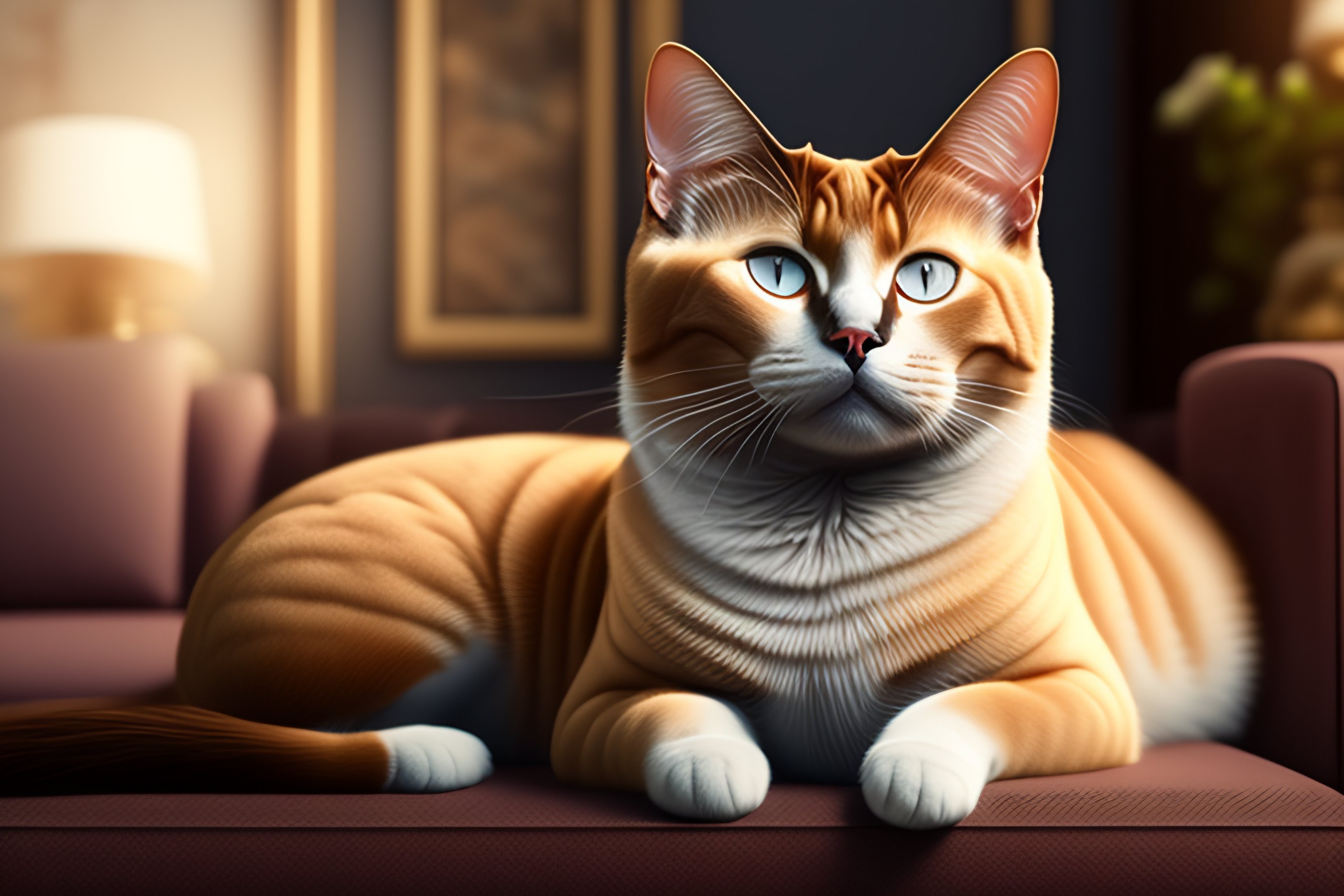 Lexica - A rich Siamese cat with 3 piece suit, sitting in a lounge with ...