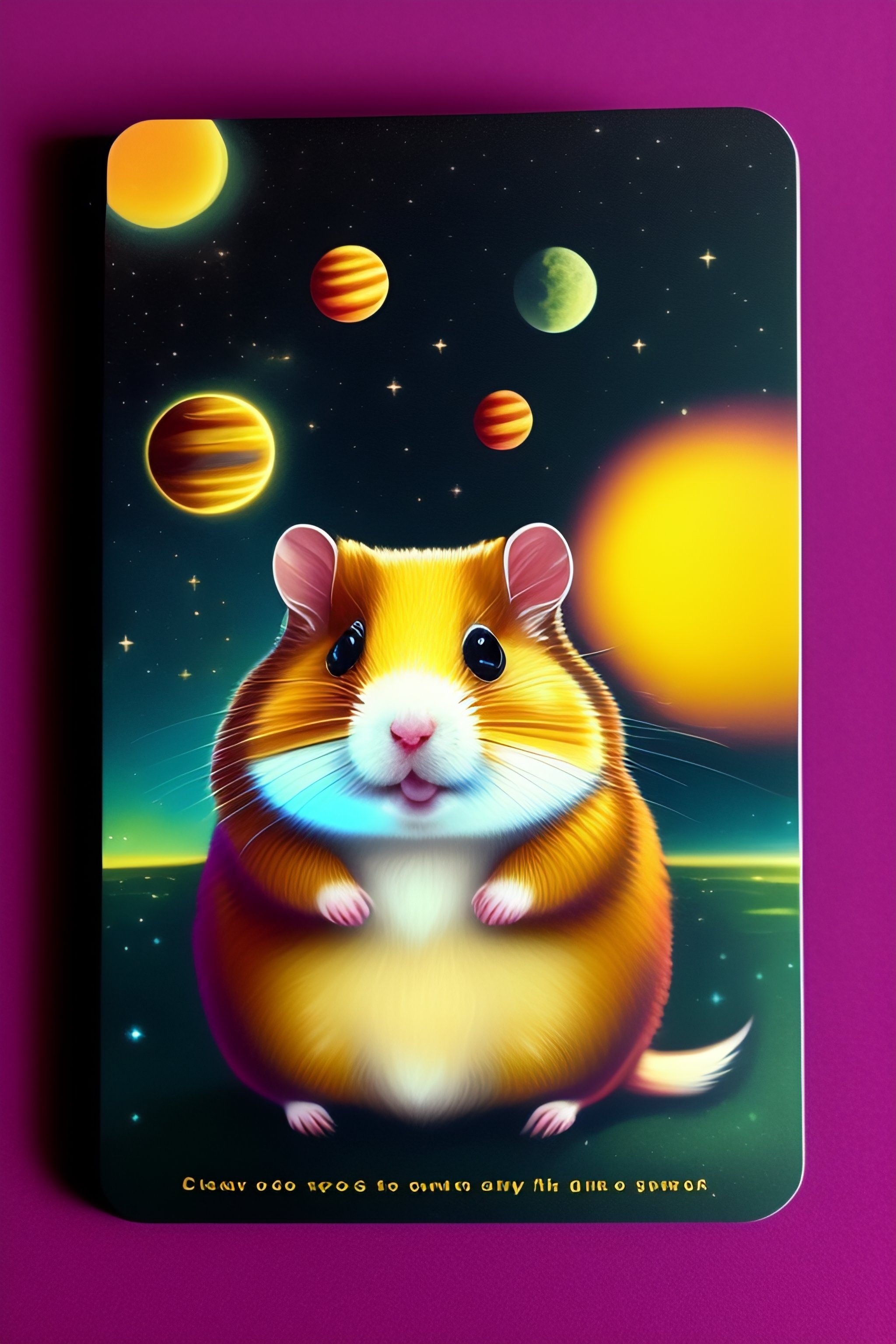 Lexica - Board game card with hamster on it, space background with ...