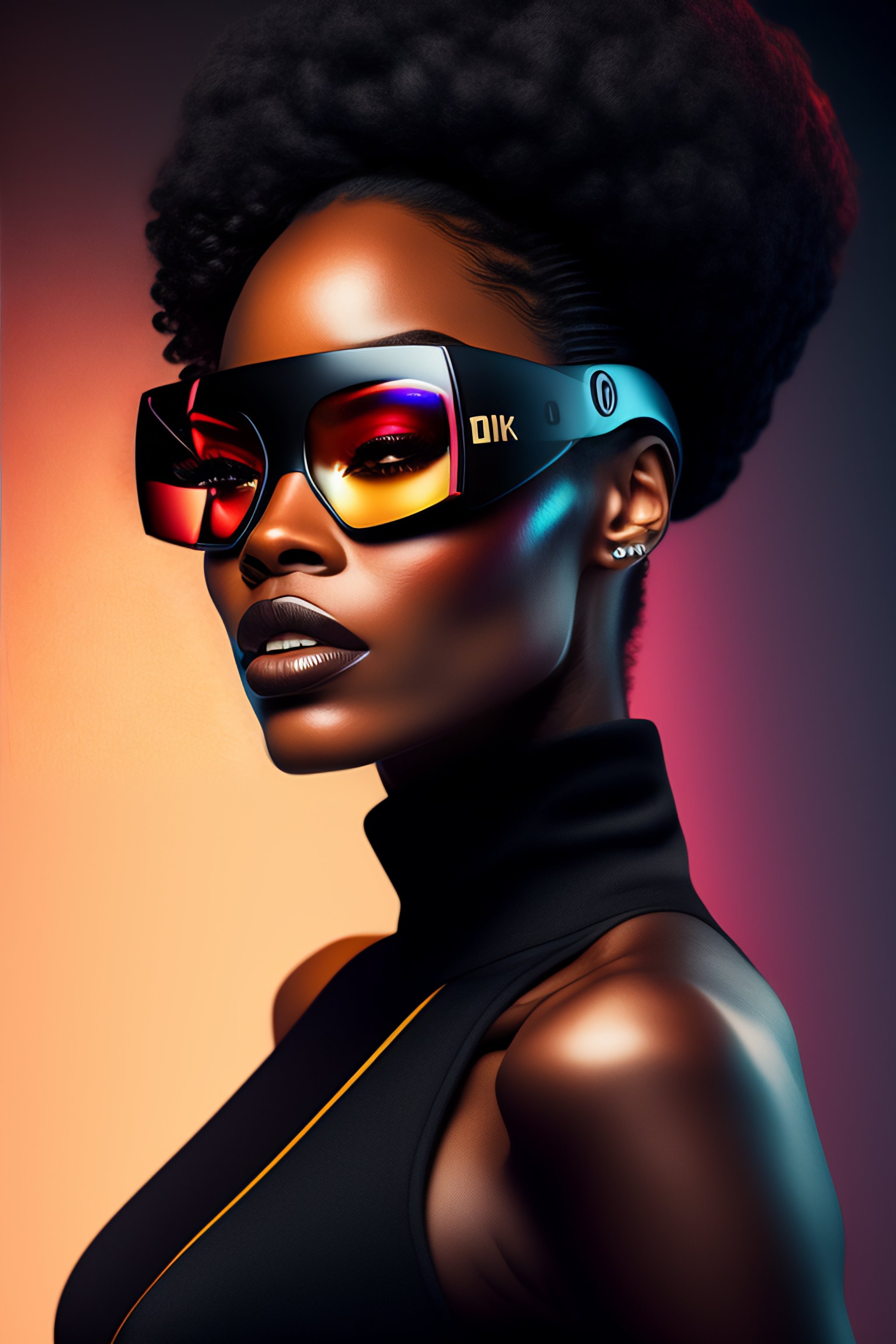 Lexica - Futuristic black model with innovative oculus headset - deco ...