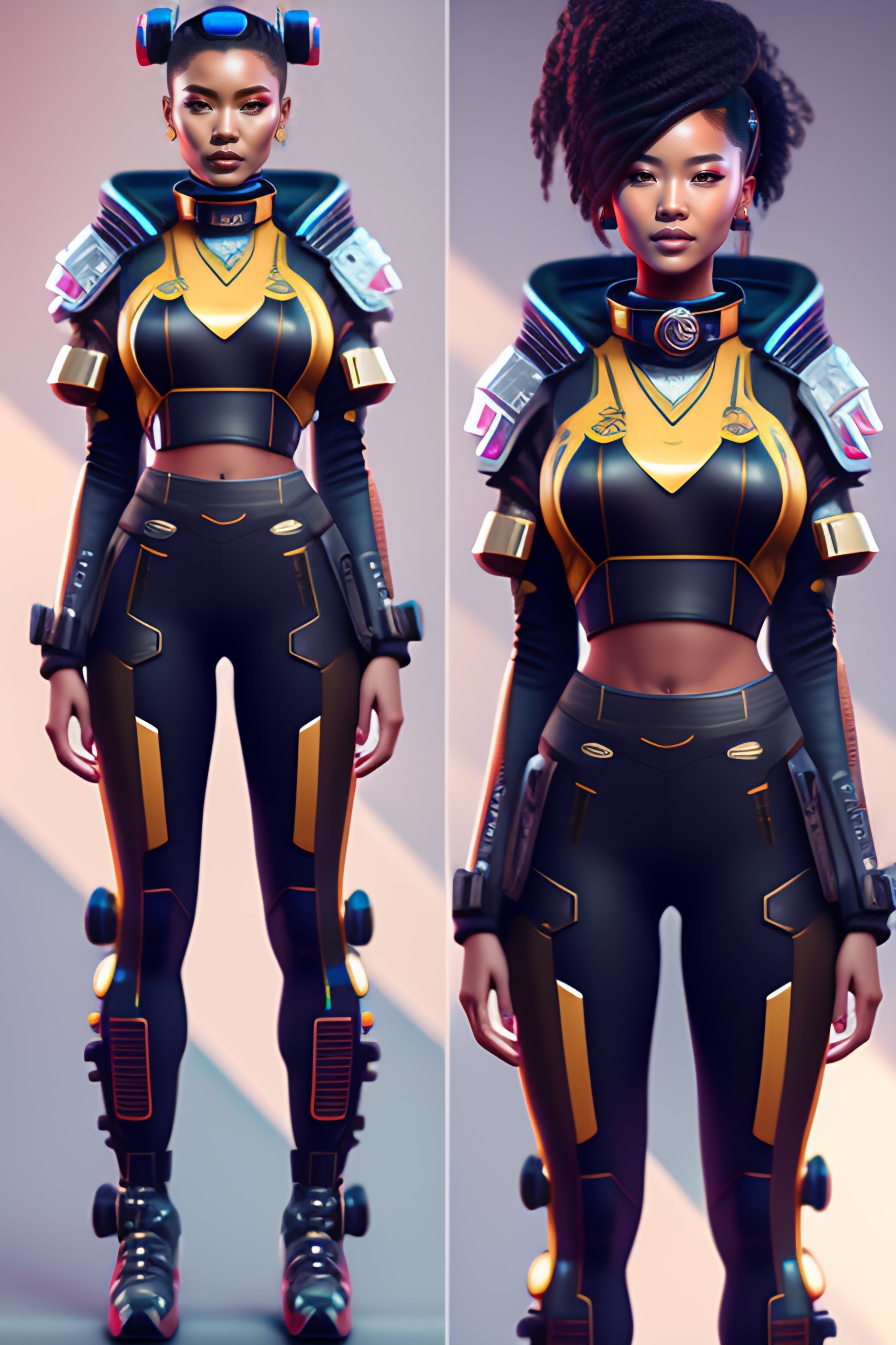 Lexica - Mech Punk ((full body)) clothes with short hair girl, [[front ...