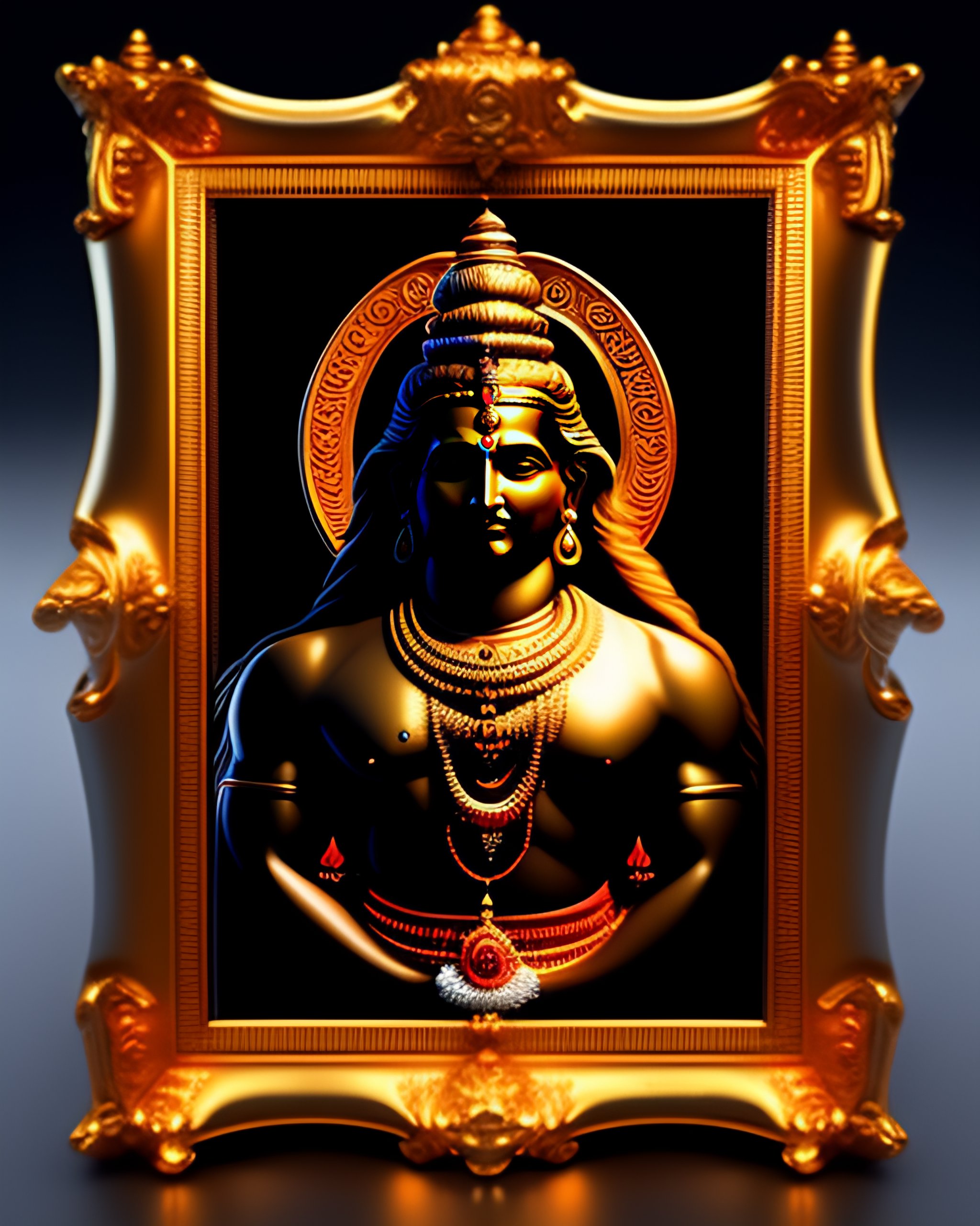 Lexica - A mirror art portrait of lord Shiva. Low angle camera view ...