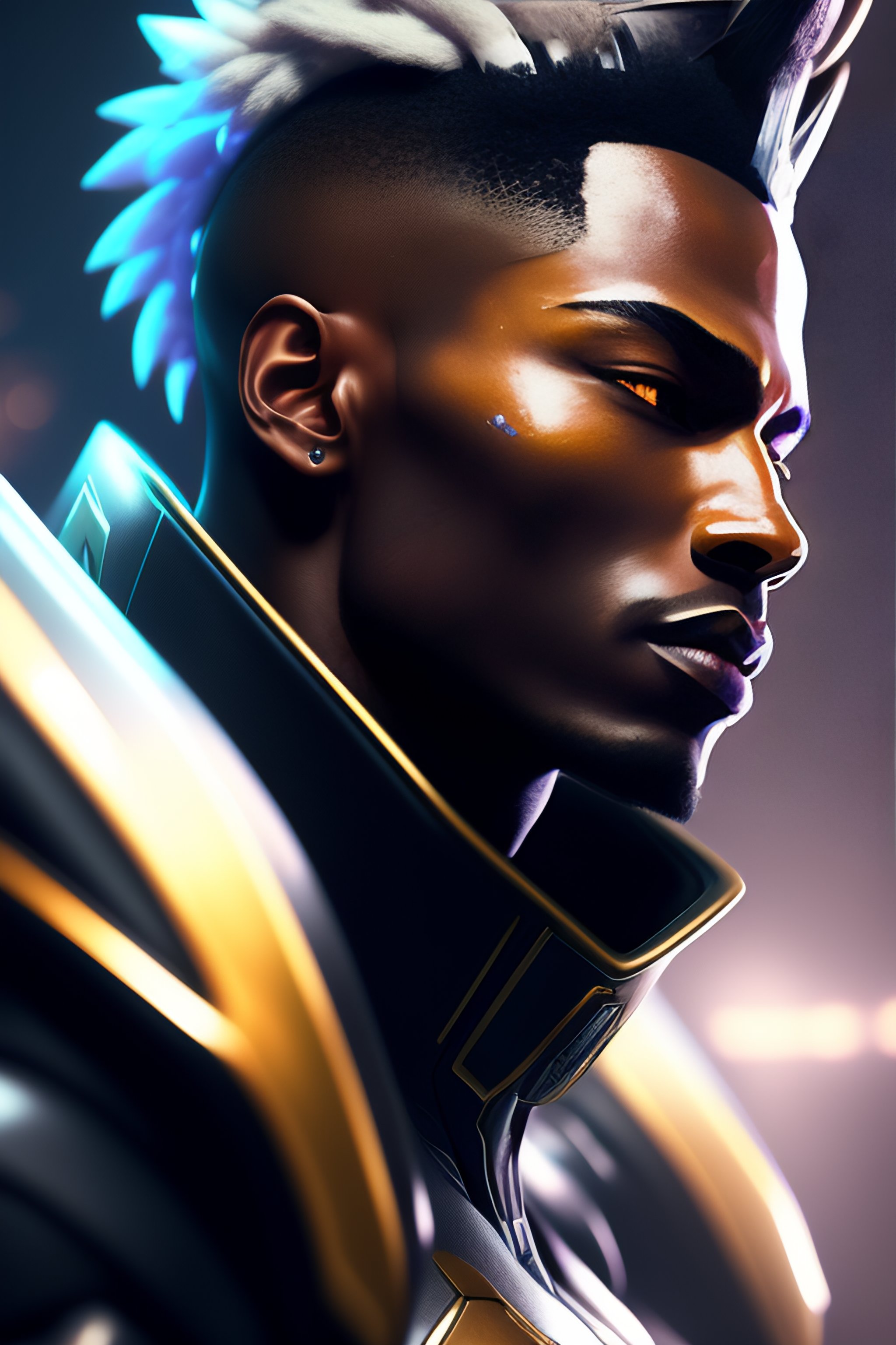 Lexica - League of legends art style, highly detailed futuristic masculine ekko, full tech halo ...