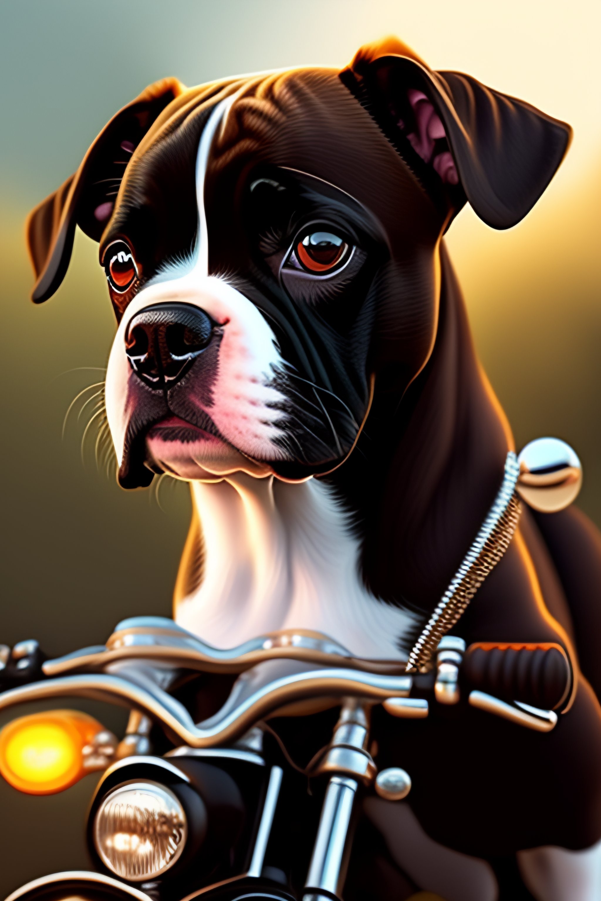 Lexica - Cute and adorable cartoon dark brown boxer dog baby with biker ...