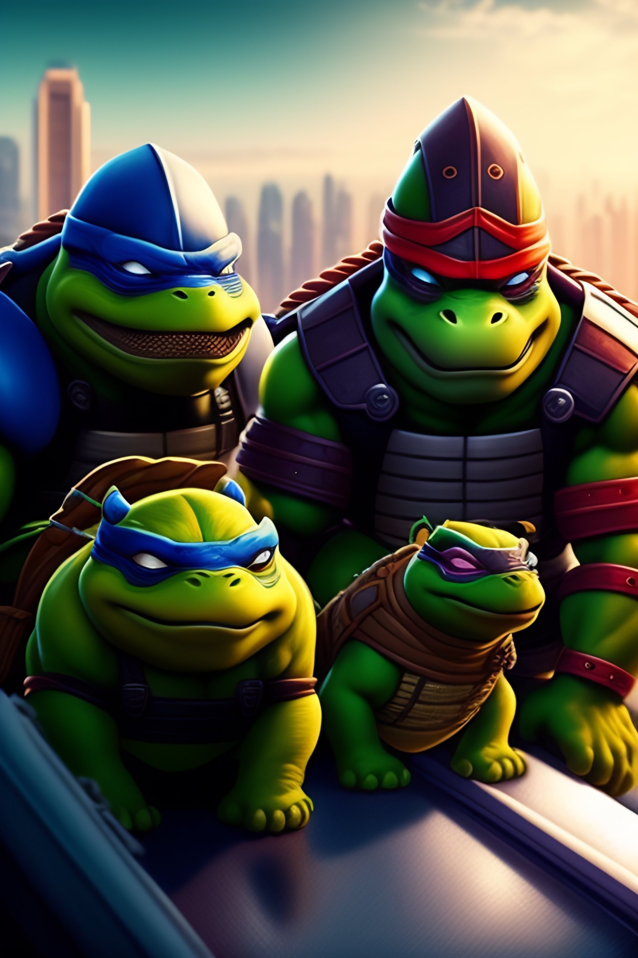 Lexica - Tmnt, rooftop, ultra realistic,