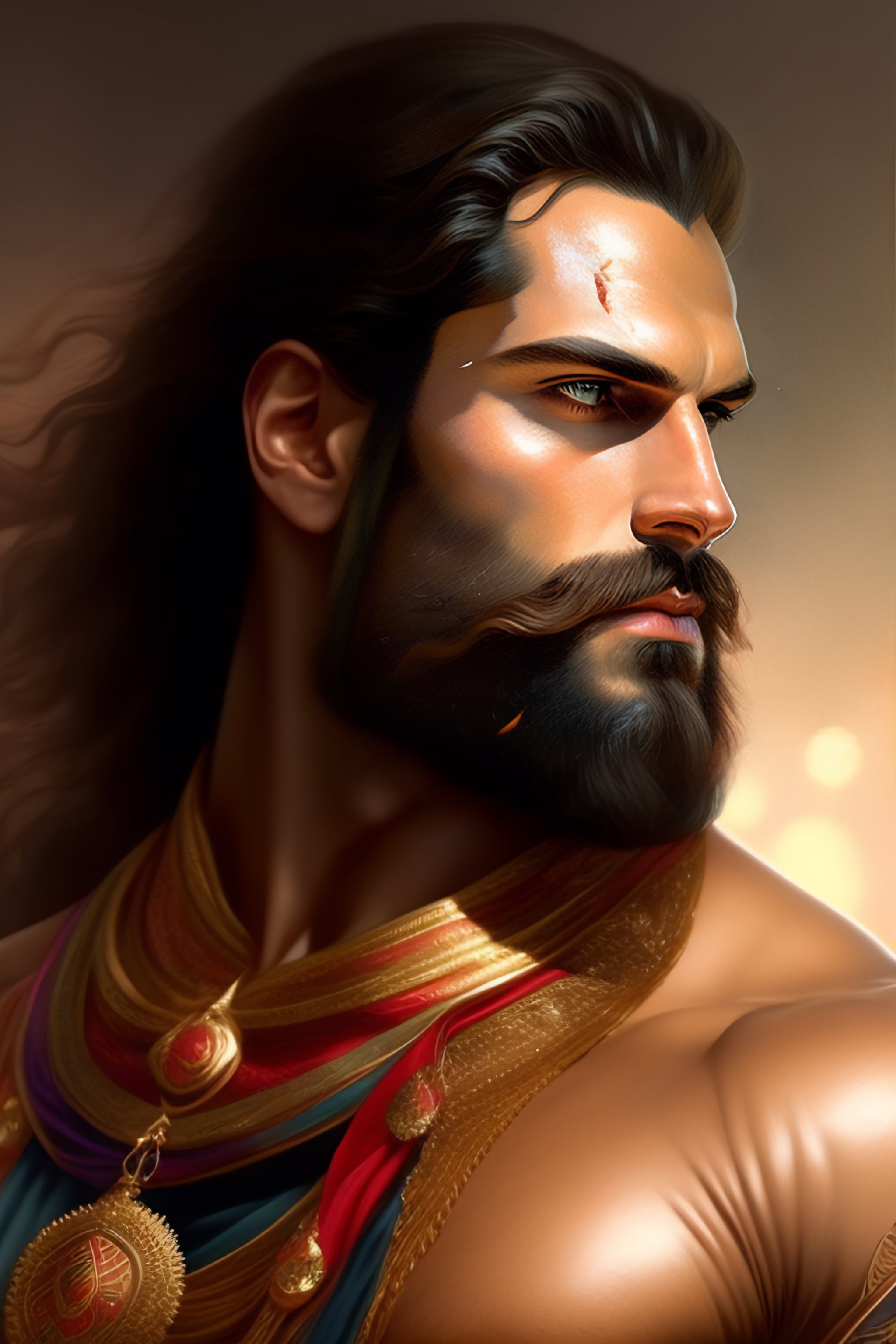 Lexica - Henry cavill as rajput king, beard, long hair, amazing ...