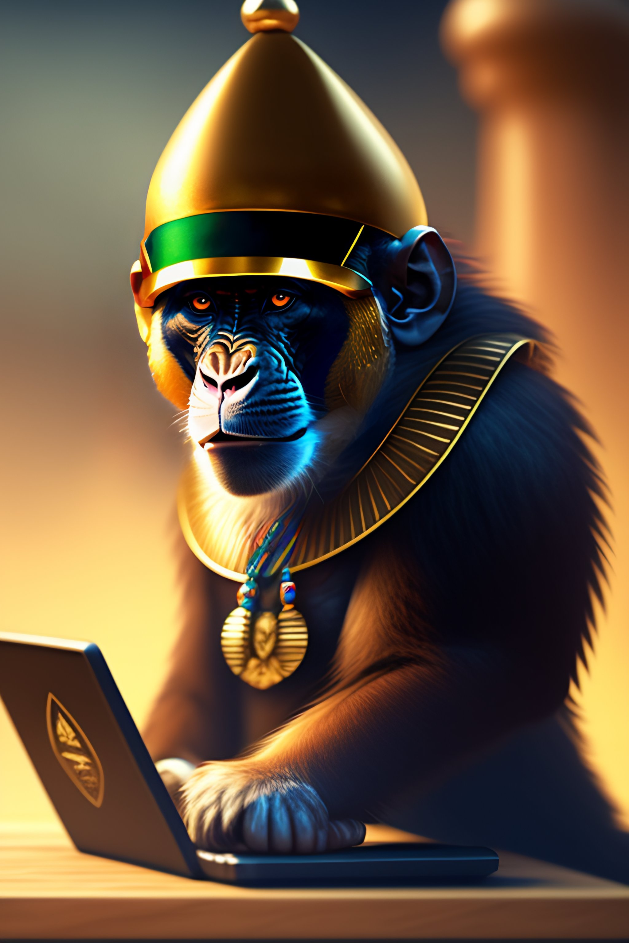 Lexica - Logo of A monkey with an Egyptian hat playing counter-strike ...