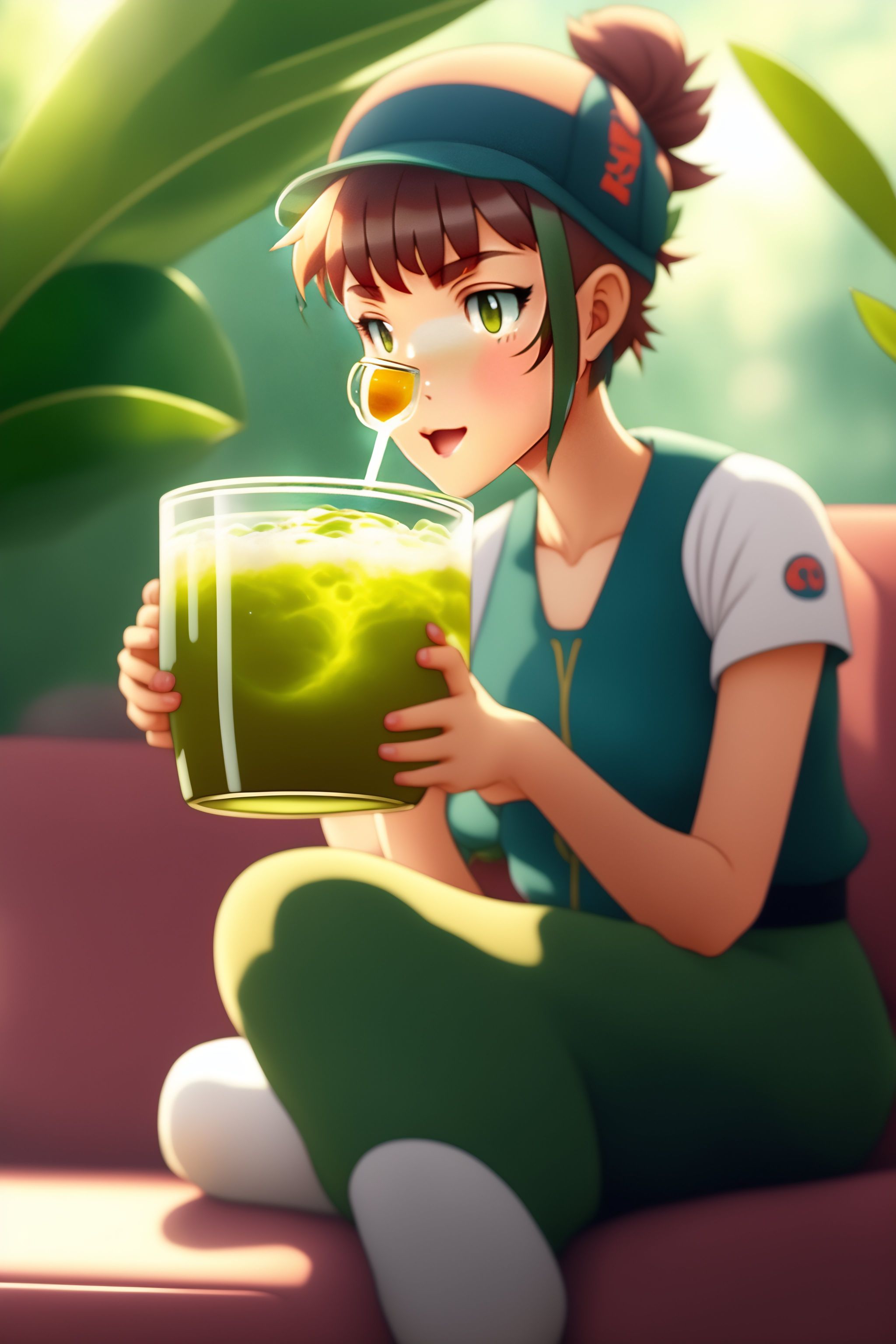 Lexica - High quality image of misty from pokemon drinking matcha tea ...