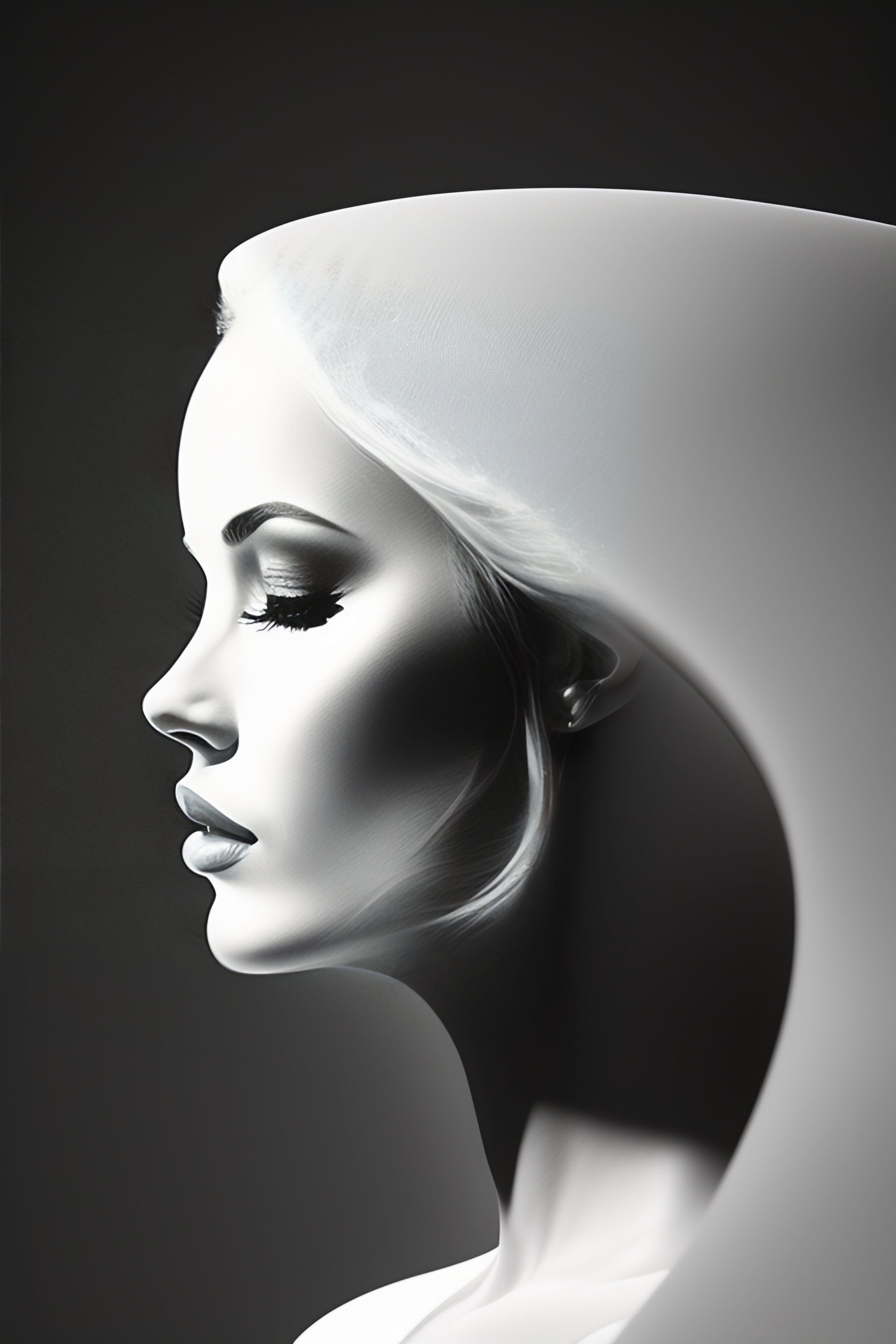 Lexica - 3d design, of a person on tiptoe in profile, black and white