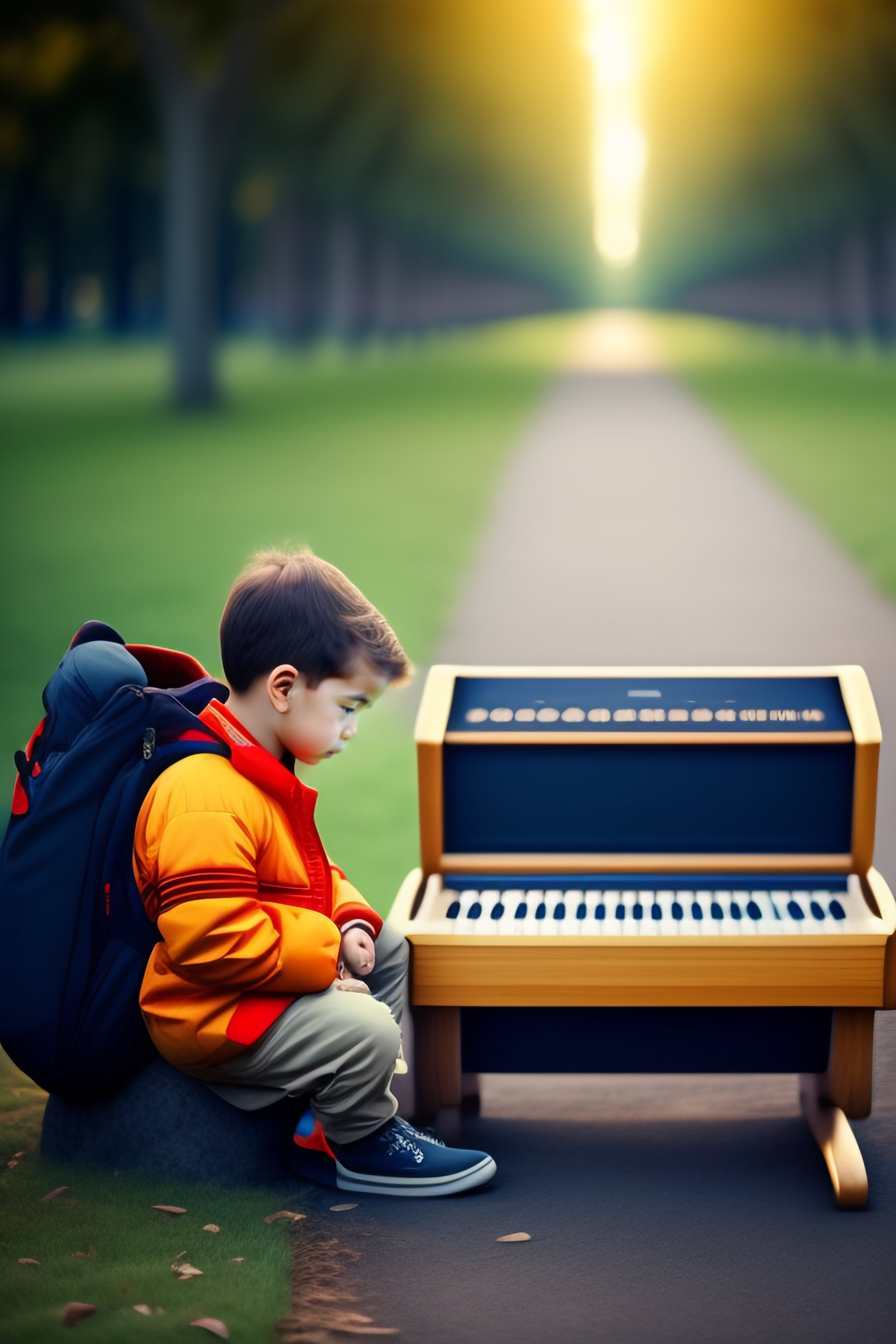 Lexica - Young kid in a park listening to adults play different music ...