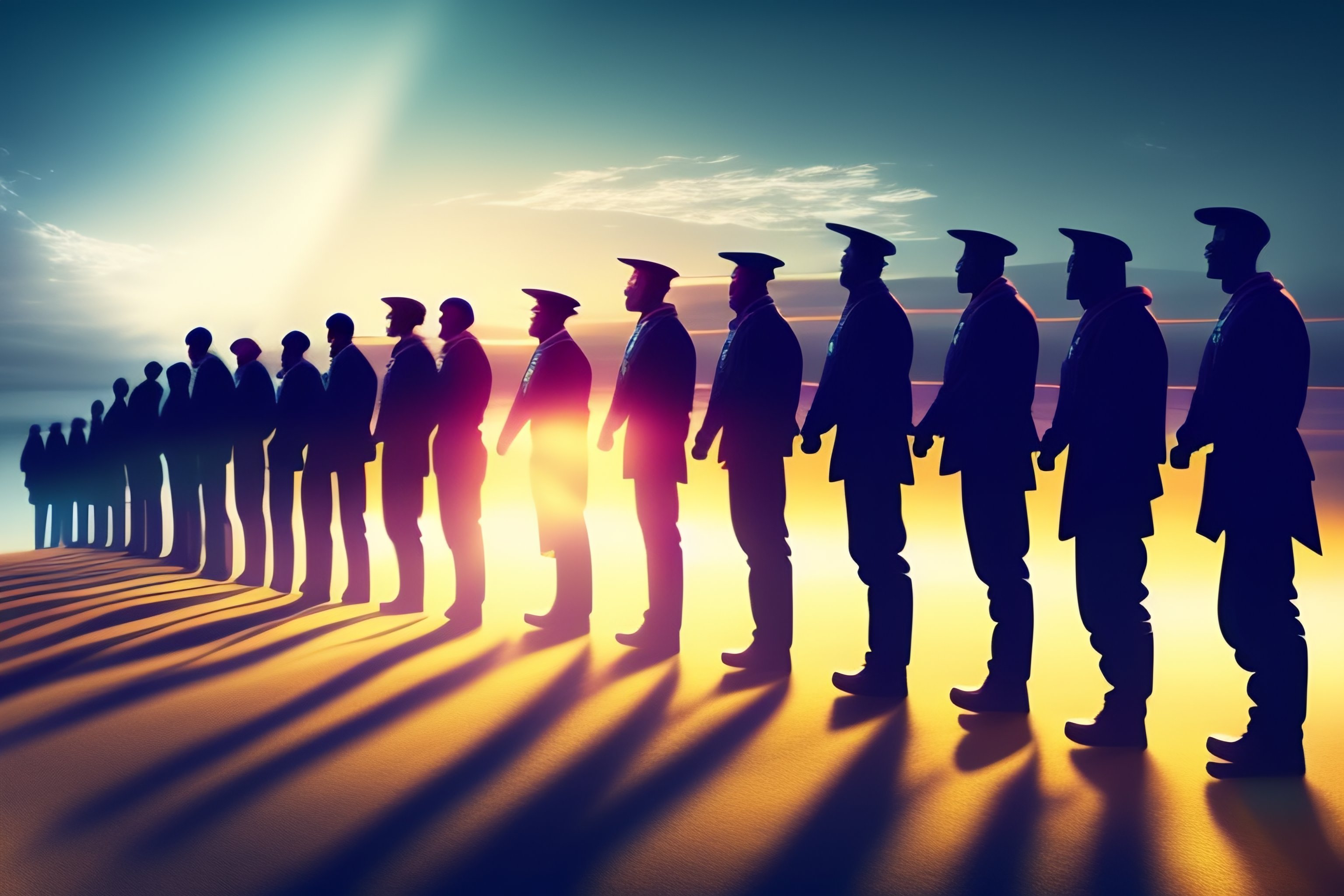 Lexica - A group of people forming a human chain to pass items from one ...