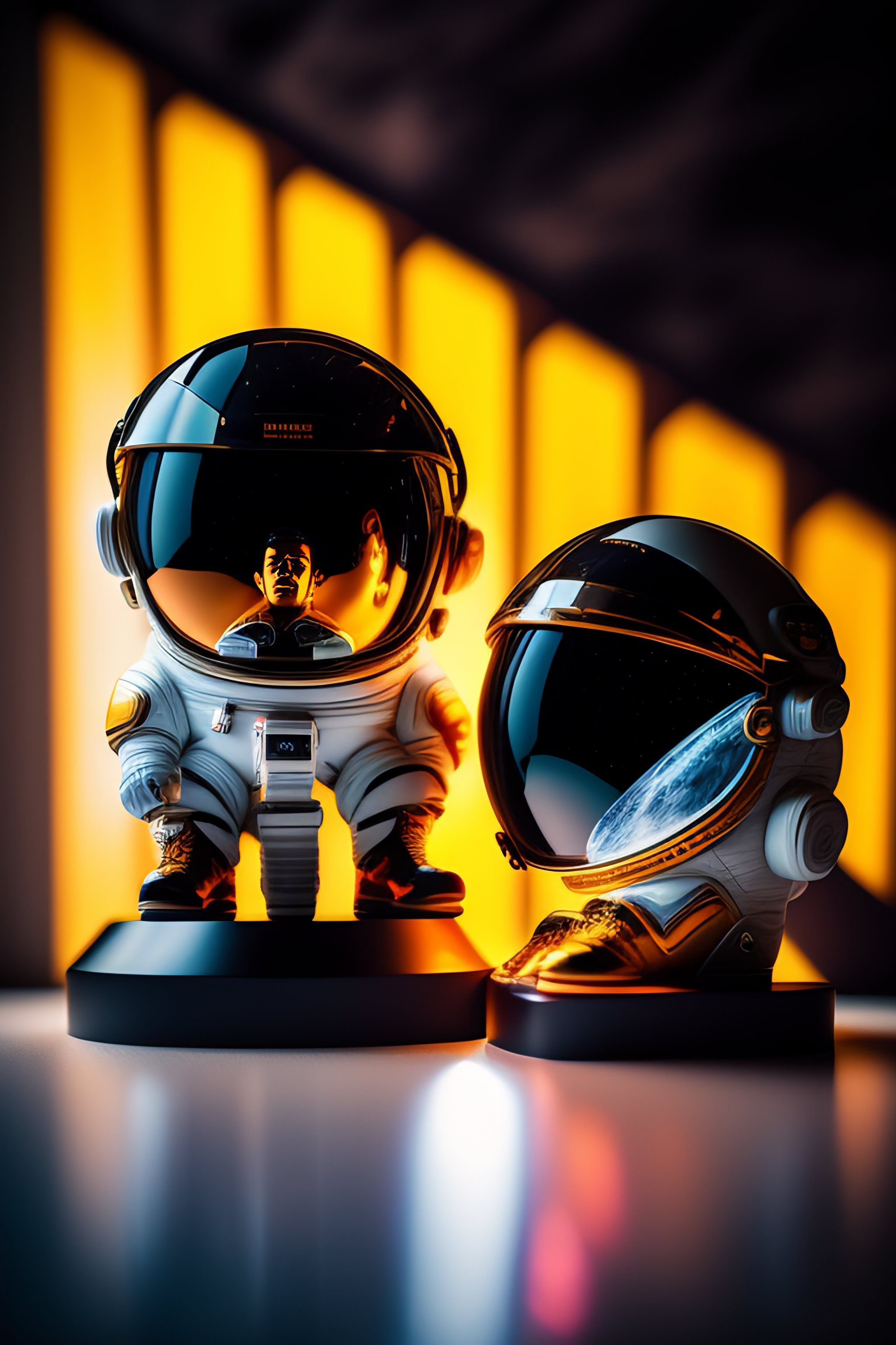Lexica - Two astronauts bobblehead falling from the sky, down below ...