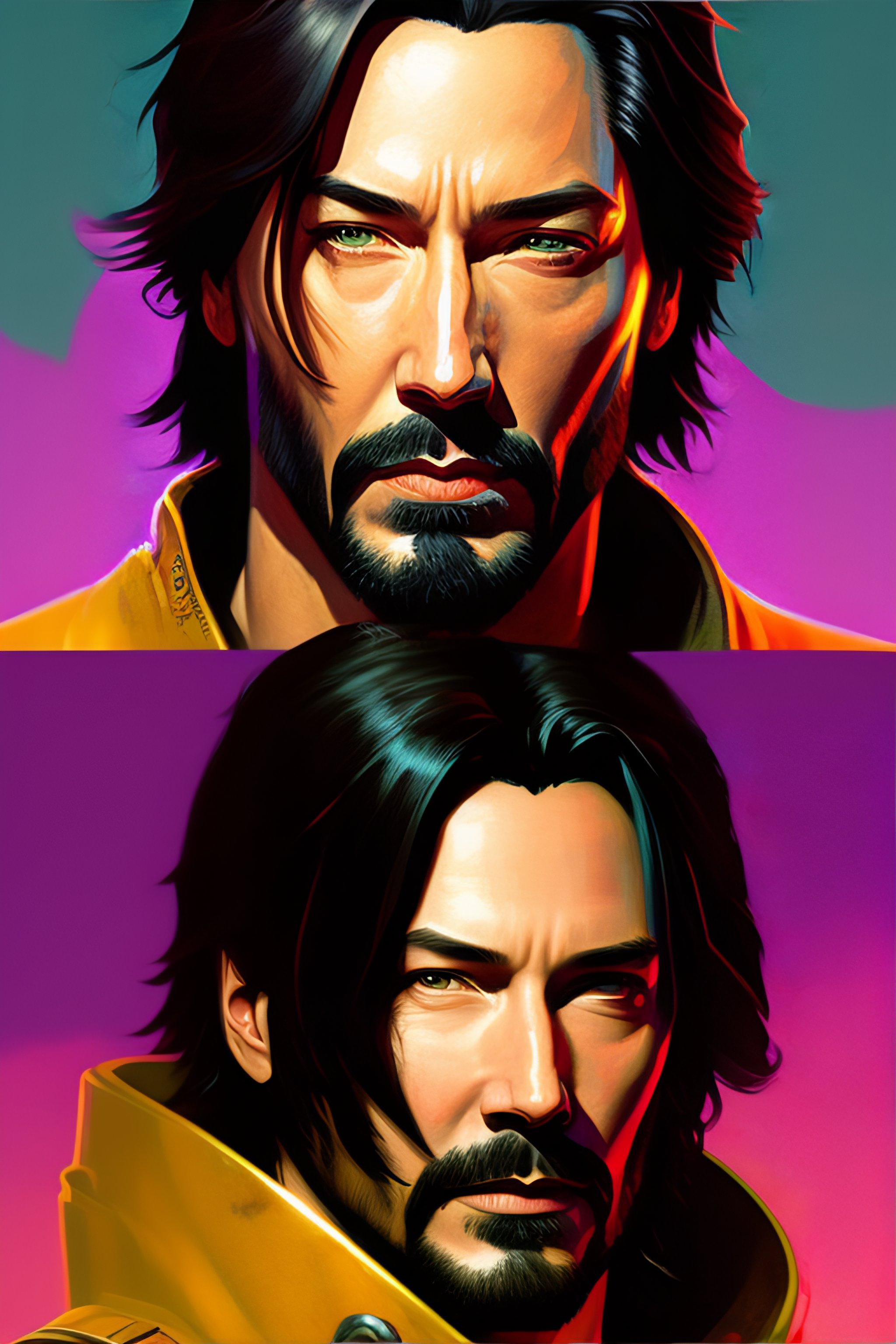 Lexica - A study of cell shaded portrait with keanu reeves face of ...