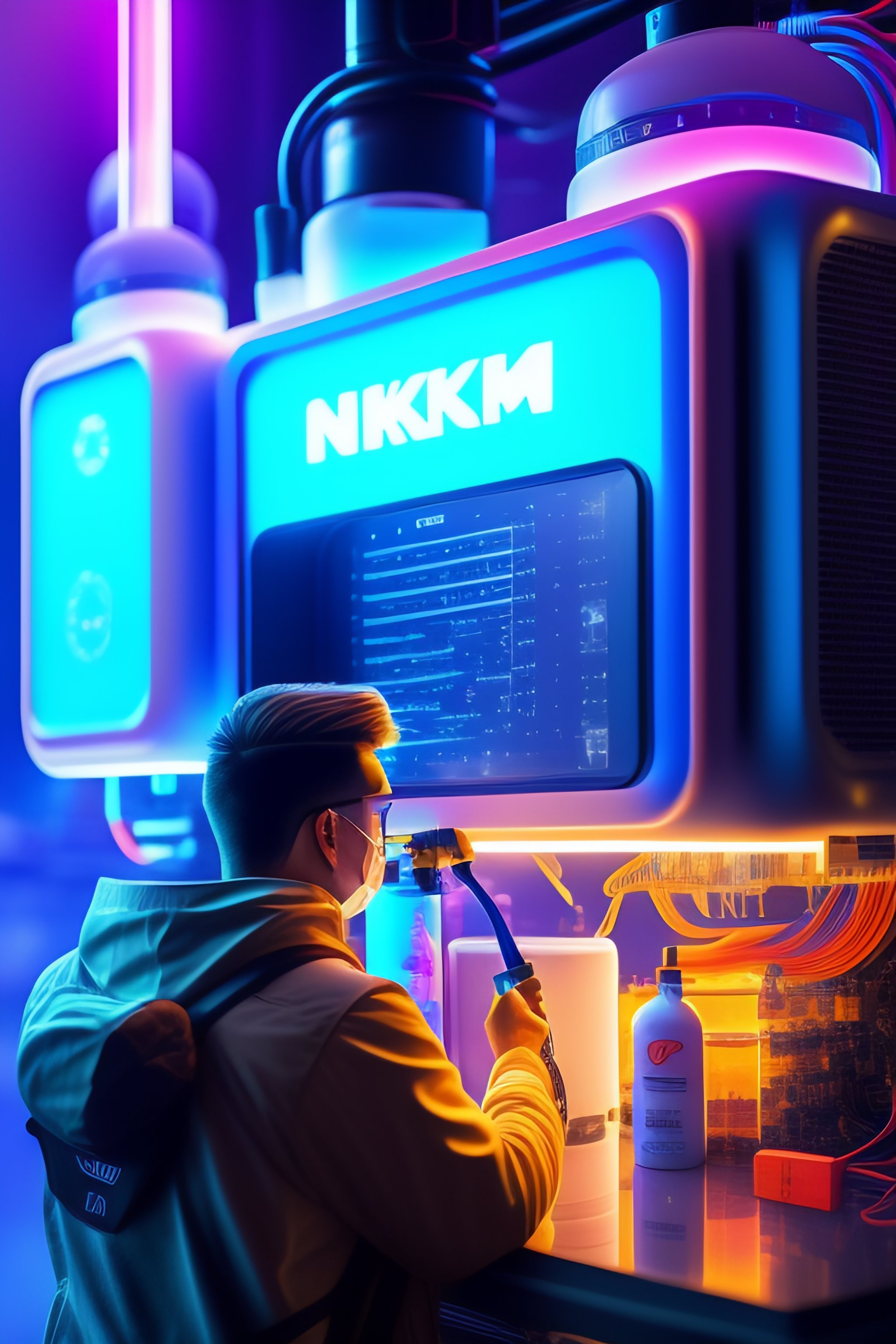 Lexica - Cartoon character overclocking an motherboard with cpu on an ...