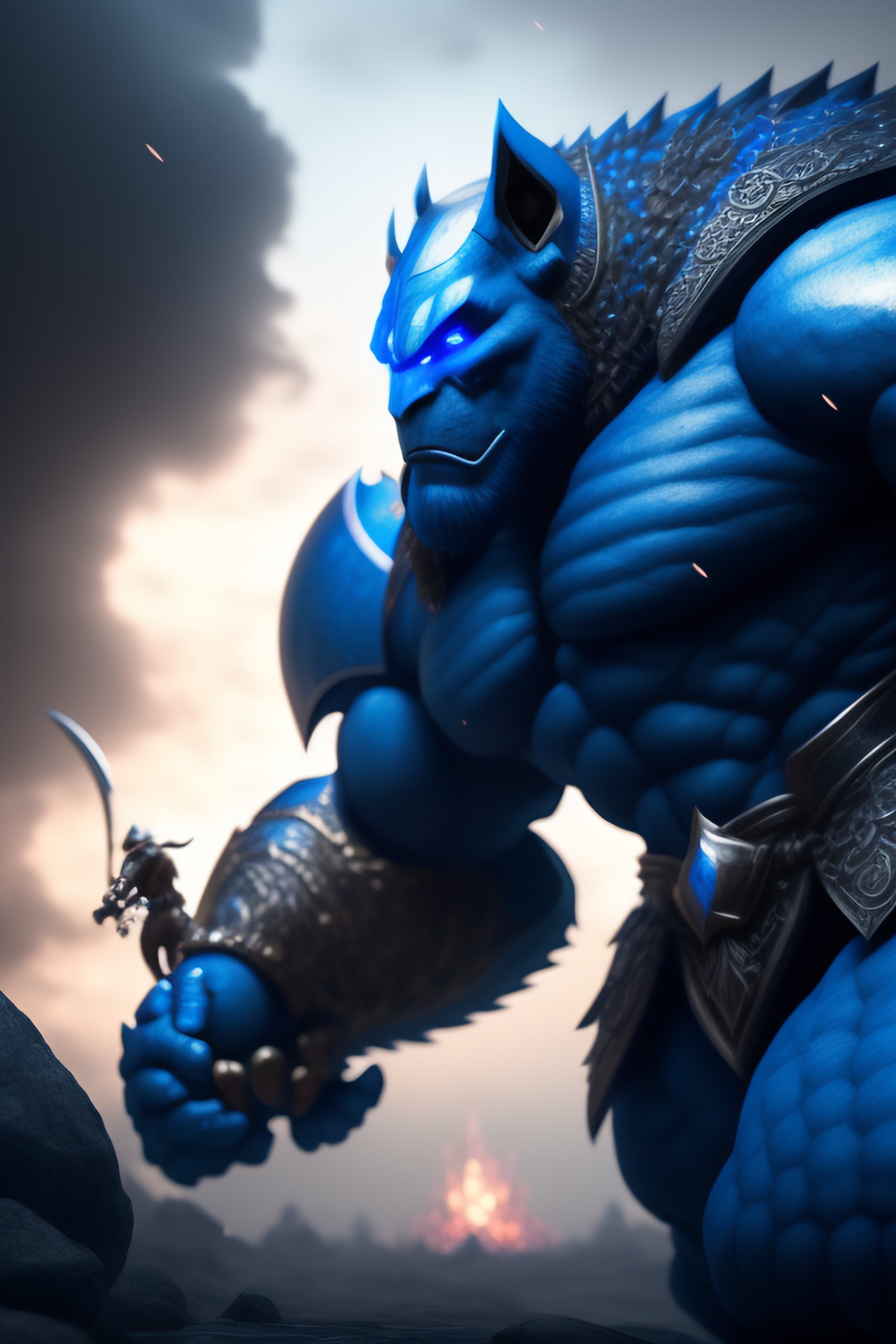 Lexica - Silver Golem fighting with Blue Ogre, 8k, digital art, epic ...