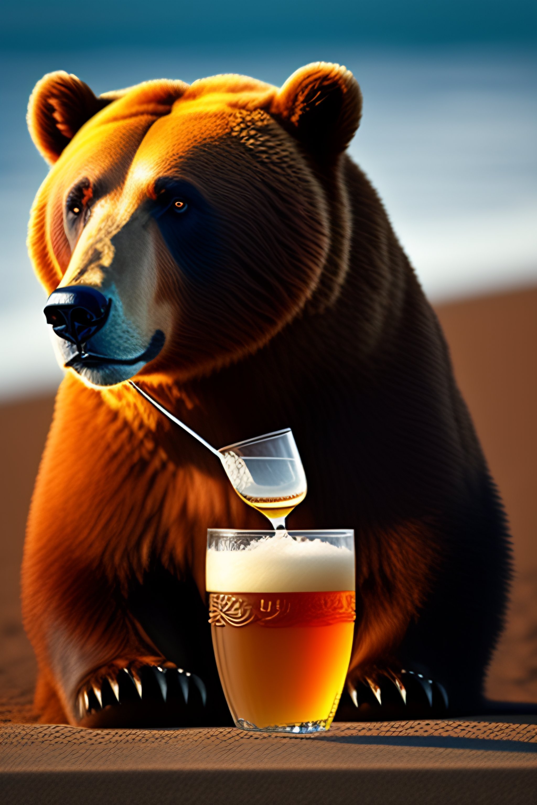 Lexica - A Bear drinking a bier