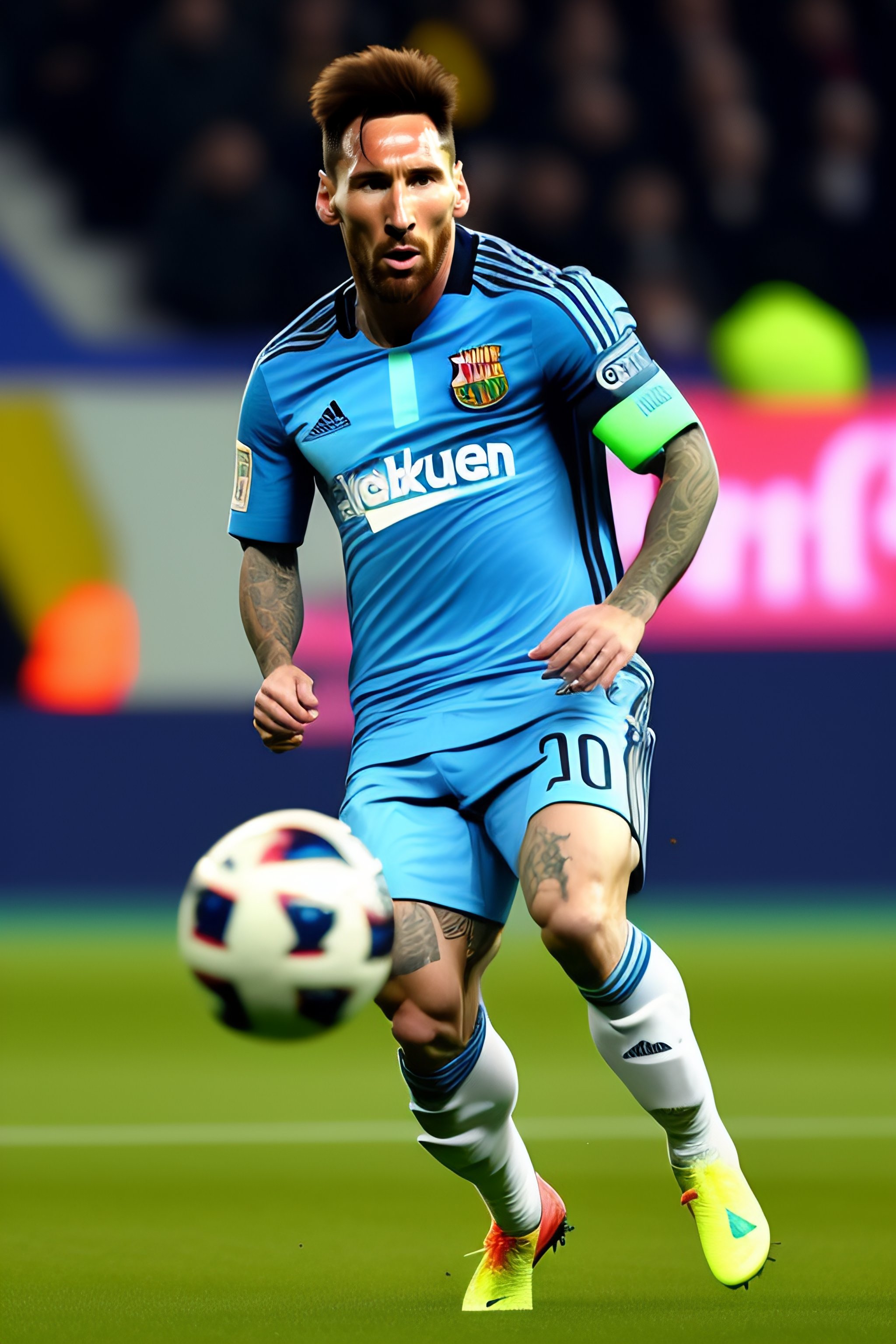 Lexica - Lionel Messi Playing fotball in a high-tech body kit