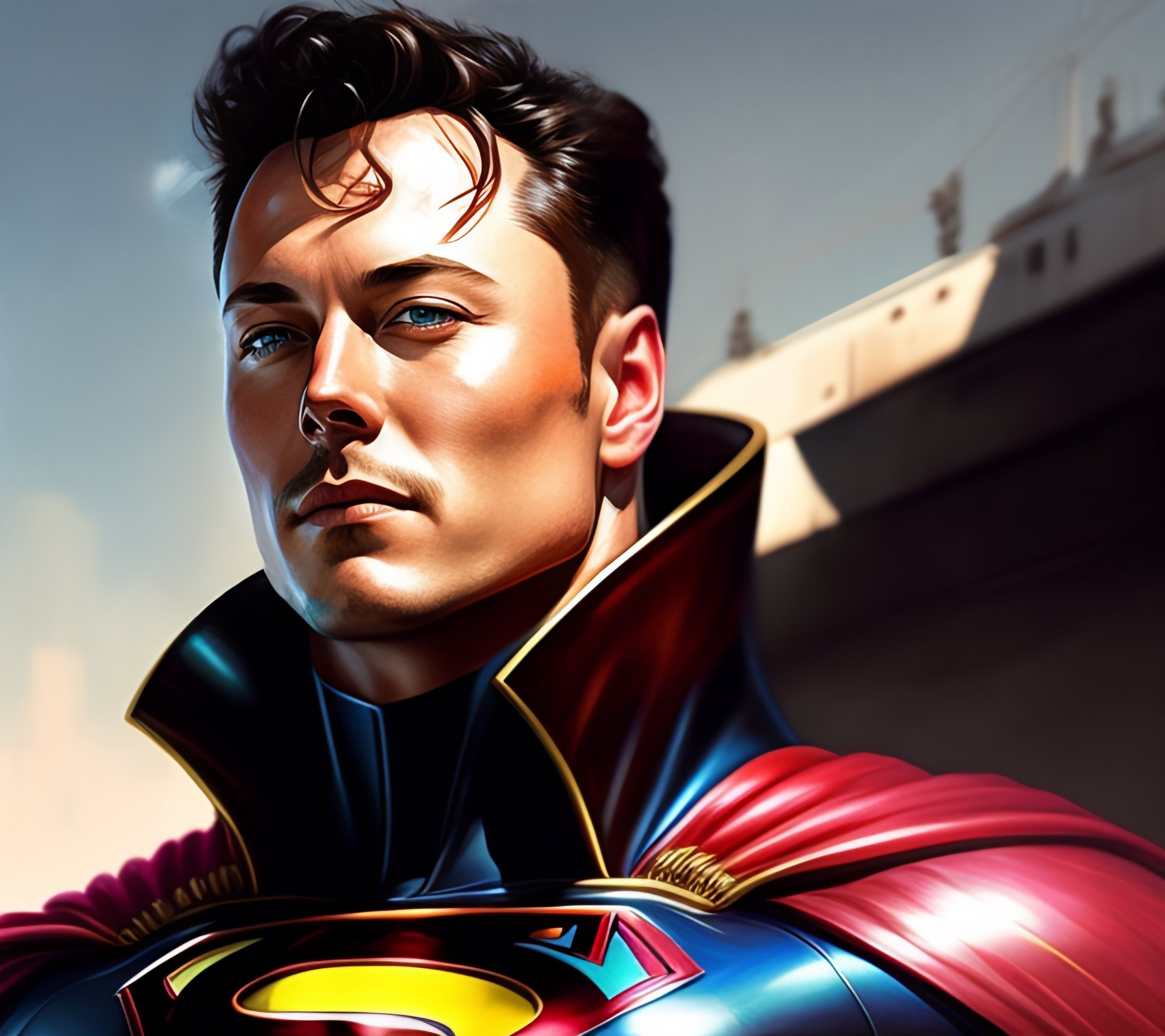 Lexica - Portrait of a elon musk superman, epic, tragic, military art ...