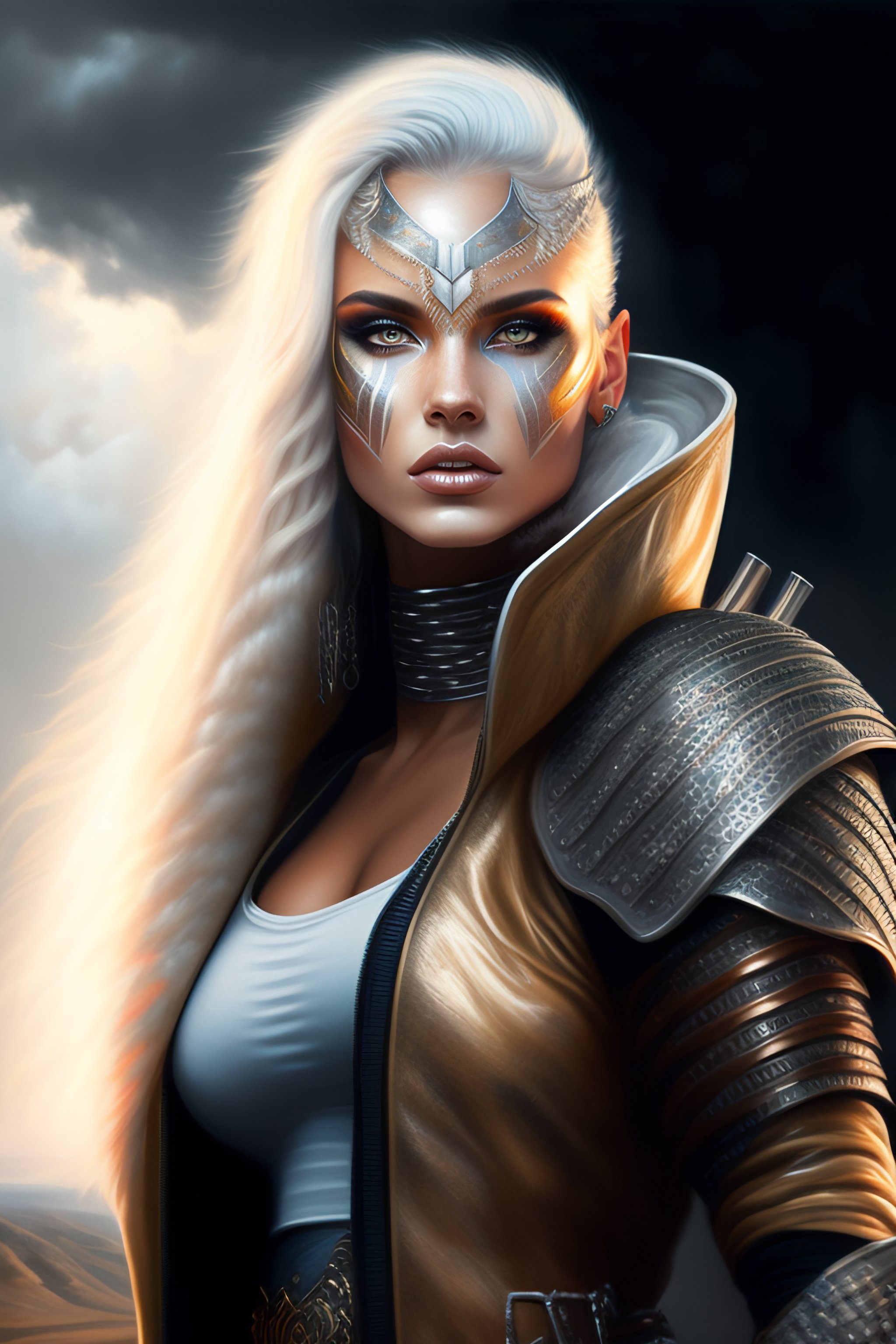 Lexica - Cute cyberpunk warrior white tiger female, mad max jacket ...