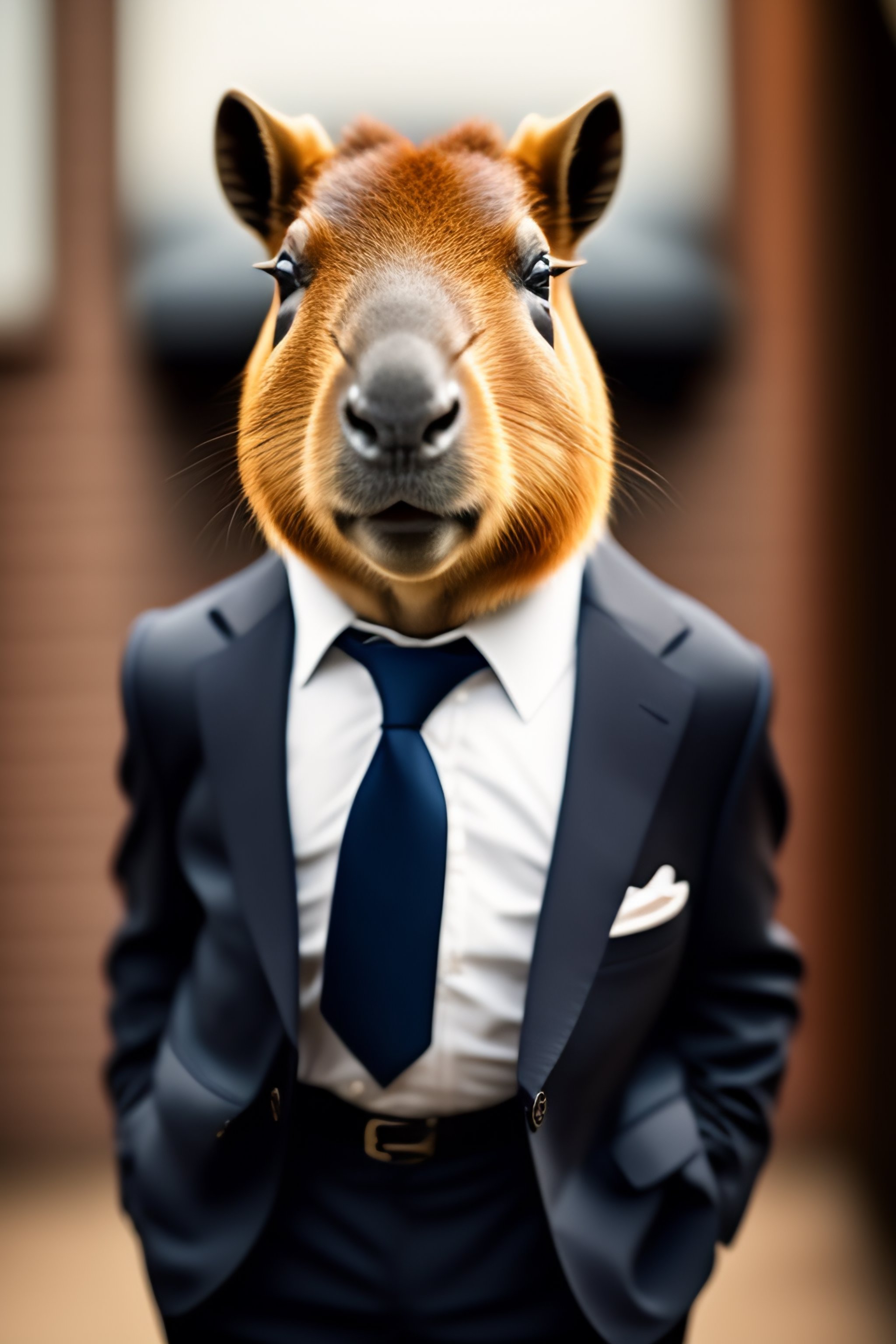 Lexica - A cute capybara standing up on its hind legs and wearing a ...