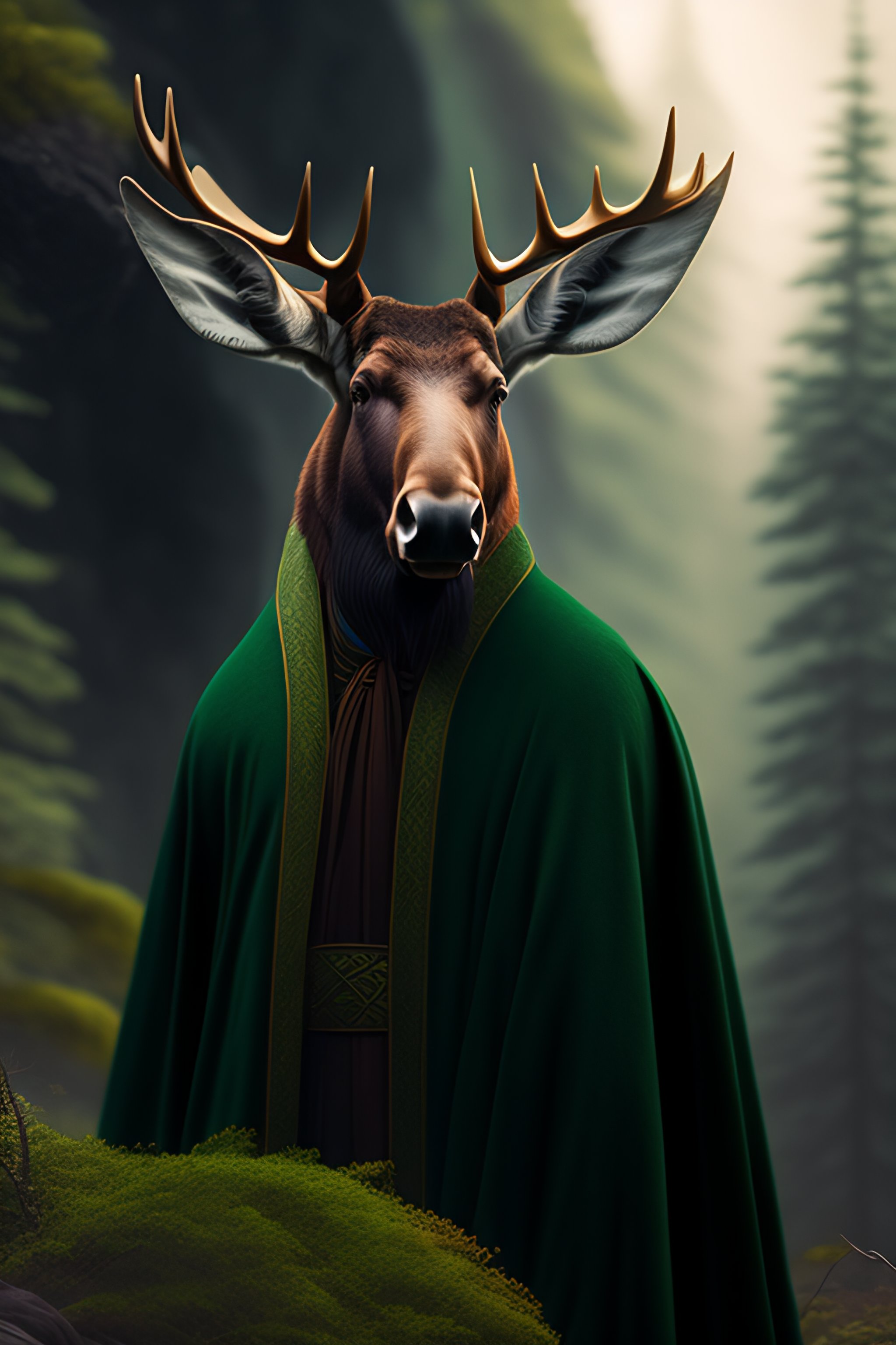 Lexica - Beautiful and highly detailed matte painting of moose wearing ...