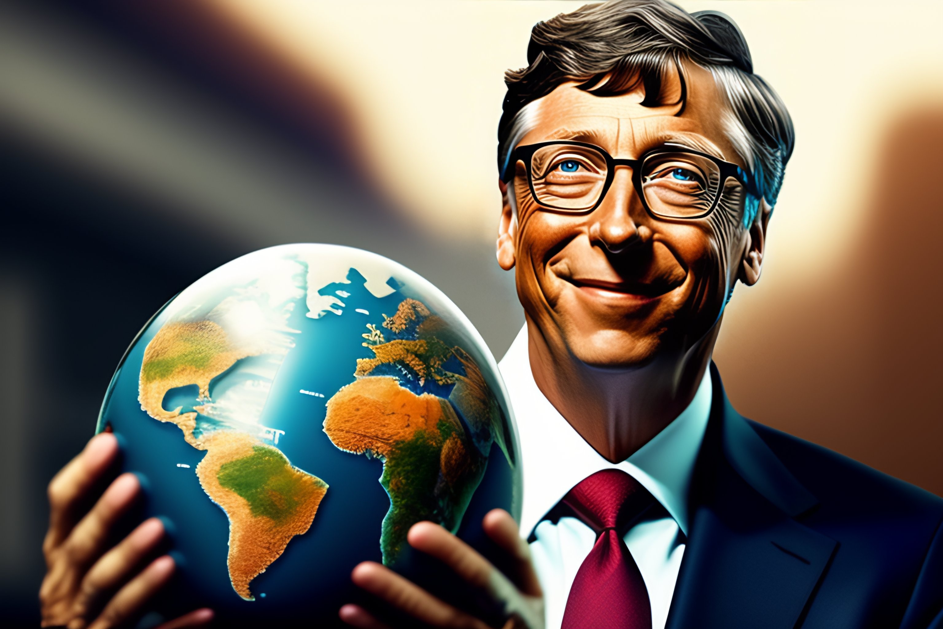 Lexica - Bill gates holding a globe illustration, well detailed ...