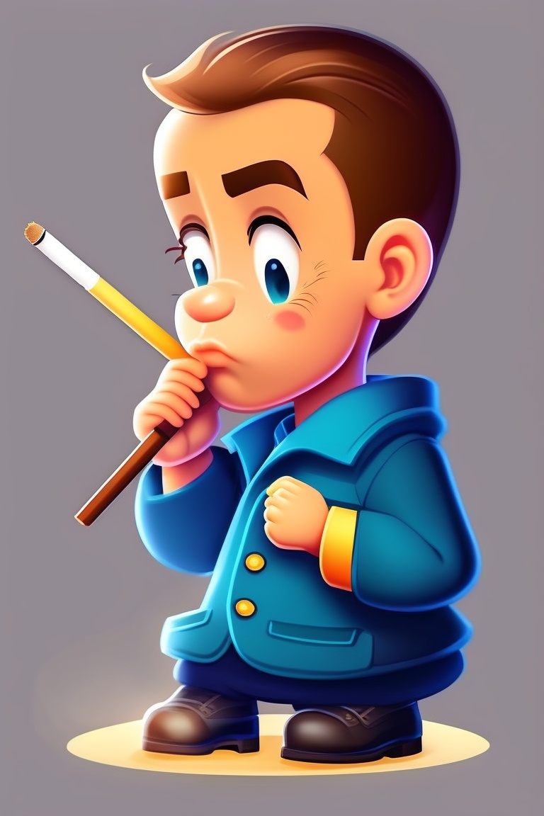Lexica - A boy smoking a cigarette, cartoon